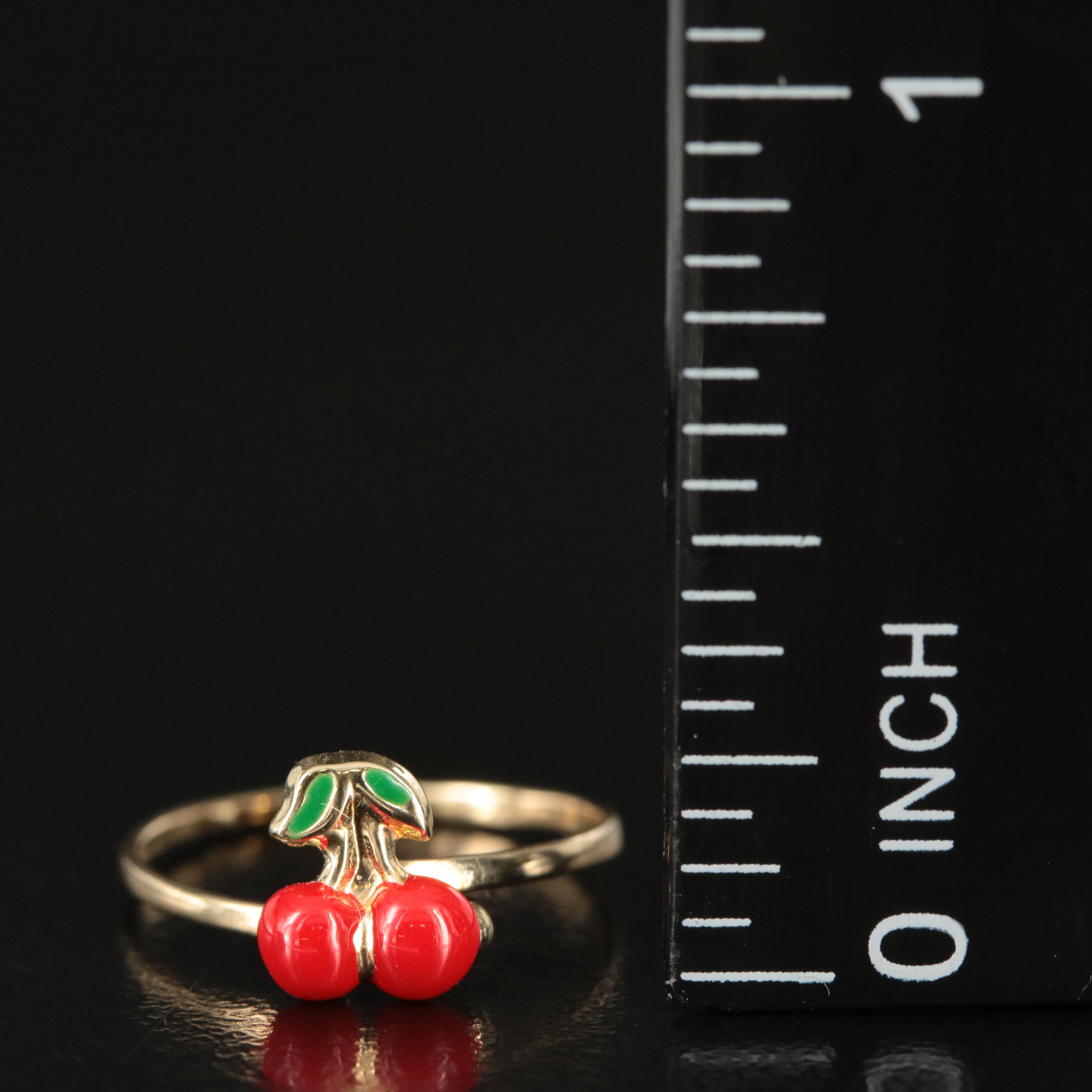14K Enamel Cherries Ring | EBTH
