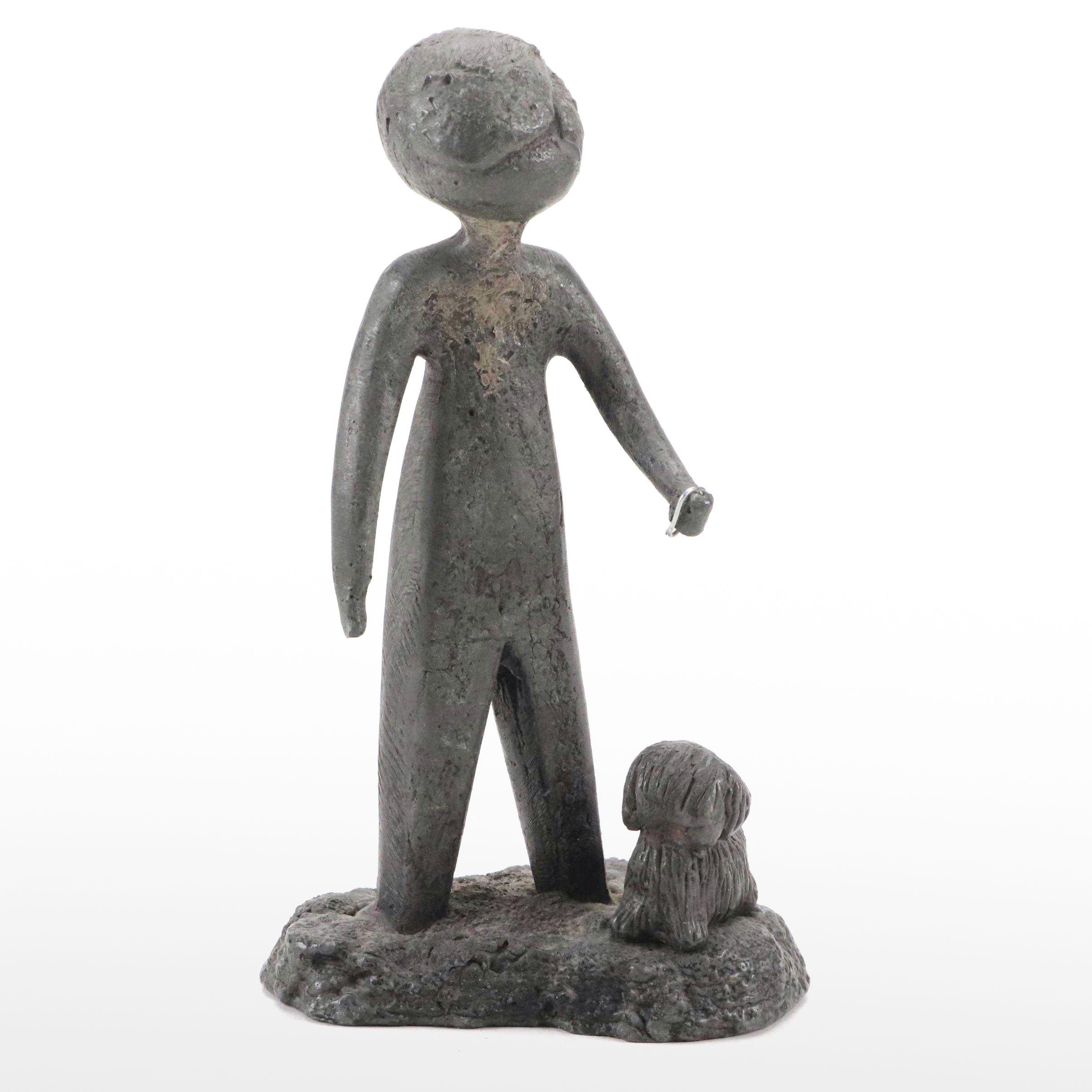 William Lattimer Lead-Alloy Sculpture of Figure With Dog | EBTH