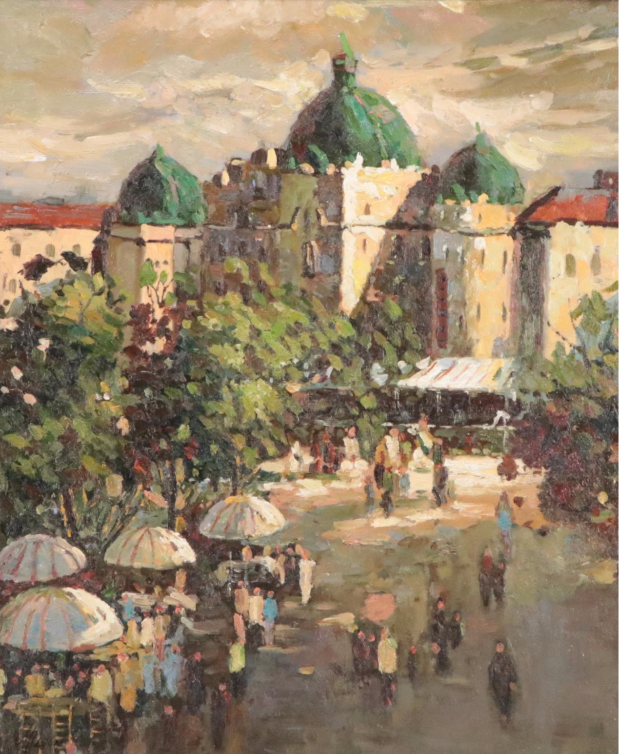 Melton European Street Scene Oil Painting | EBTH