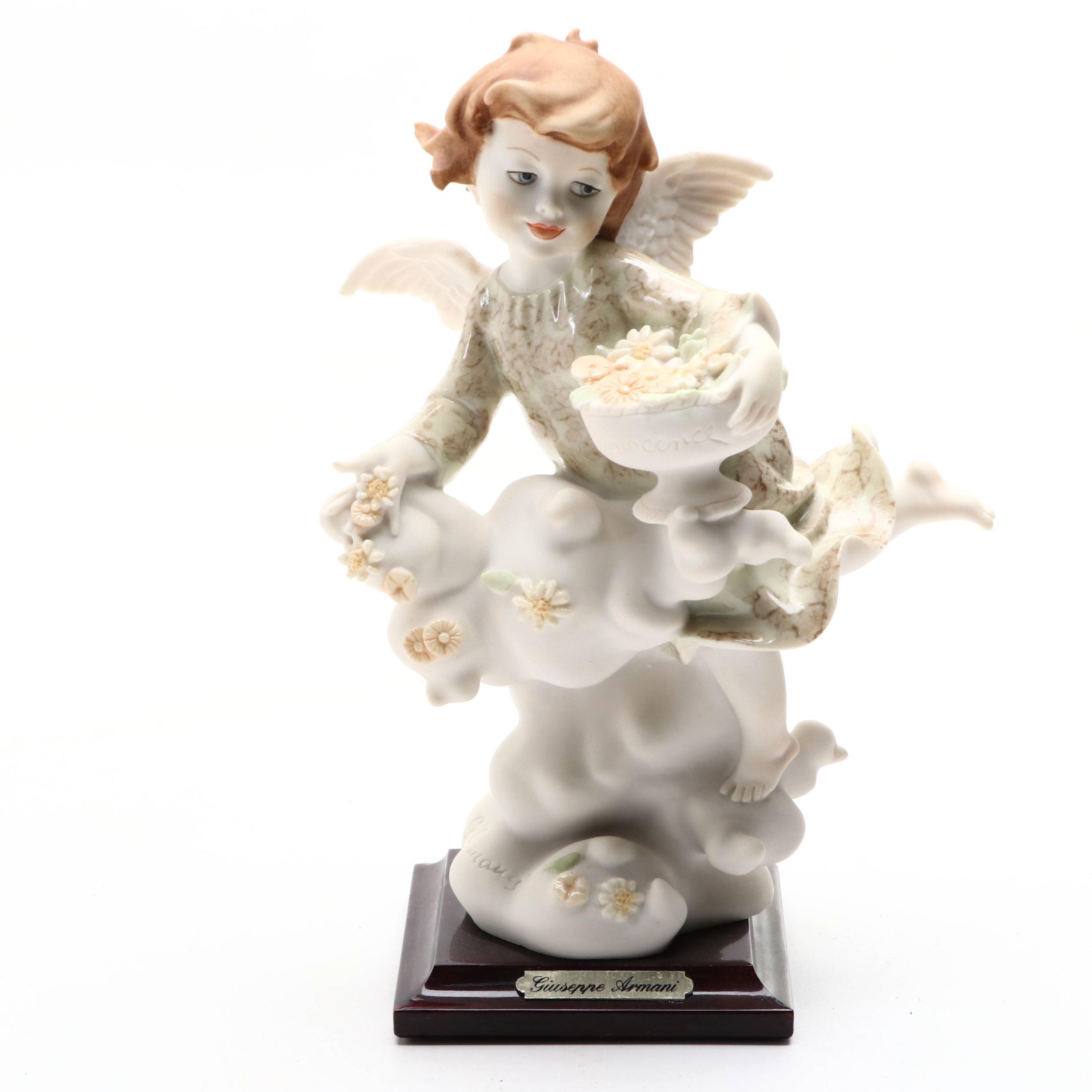 Giuseppe Armani Porcelain Angel with Flowers Figurines | EBTH