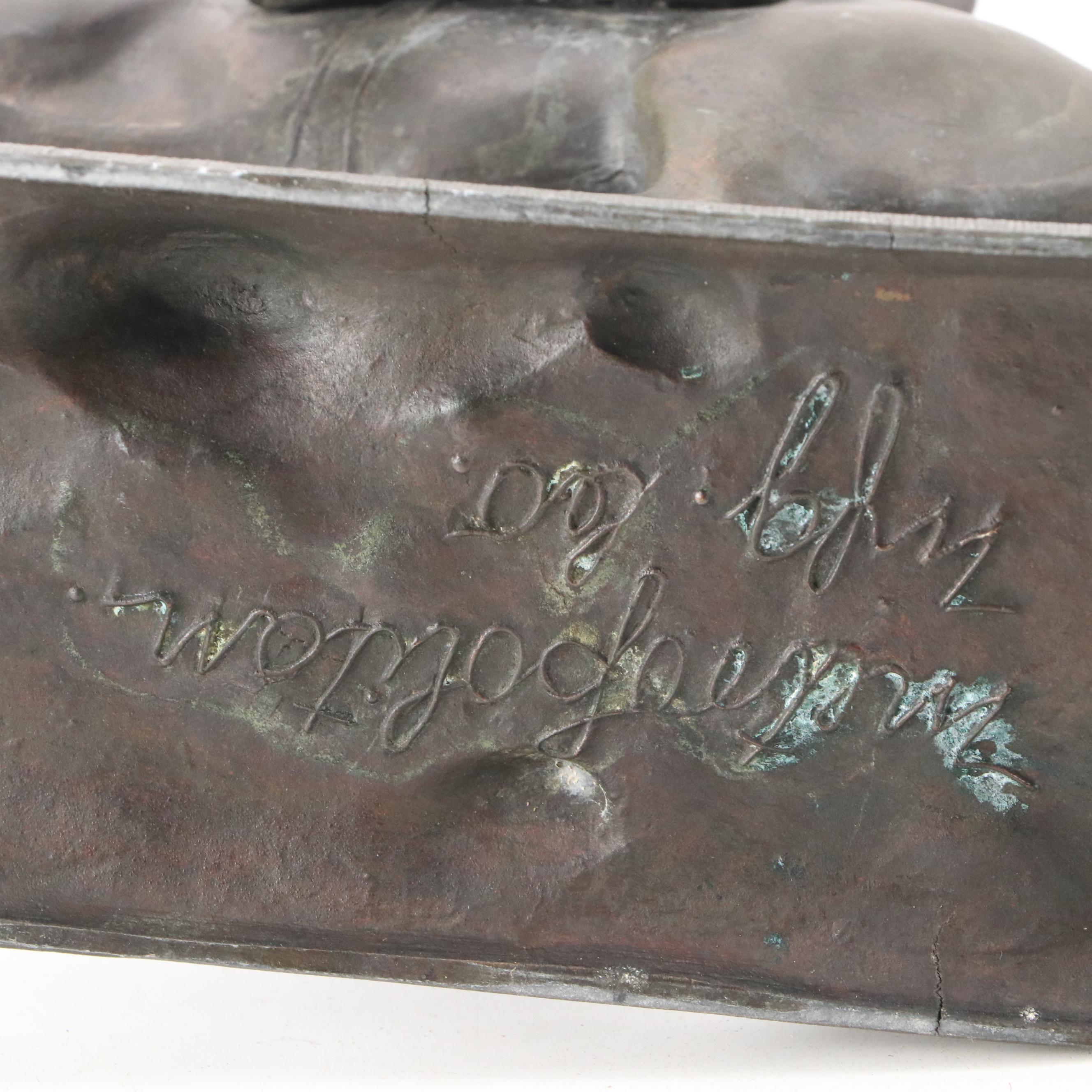 Metropolitan Mfg. Co. Cast Metal Sculpture Pair of Western Figures on ...