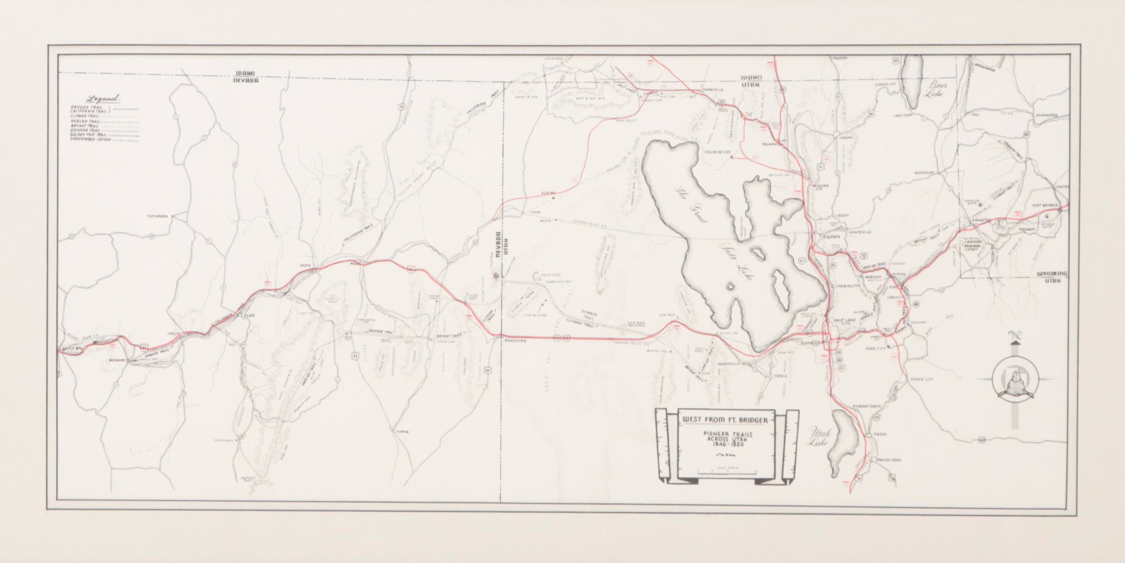 Lithograph Map of Pioneer Trails Across Utah | EBTH
