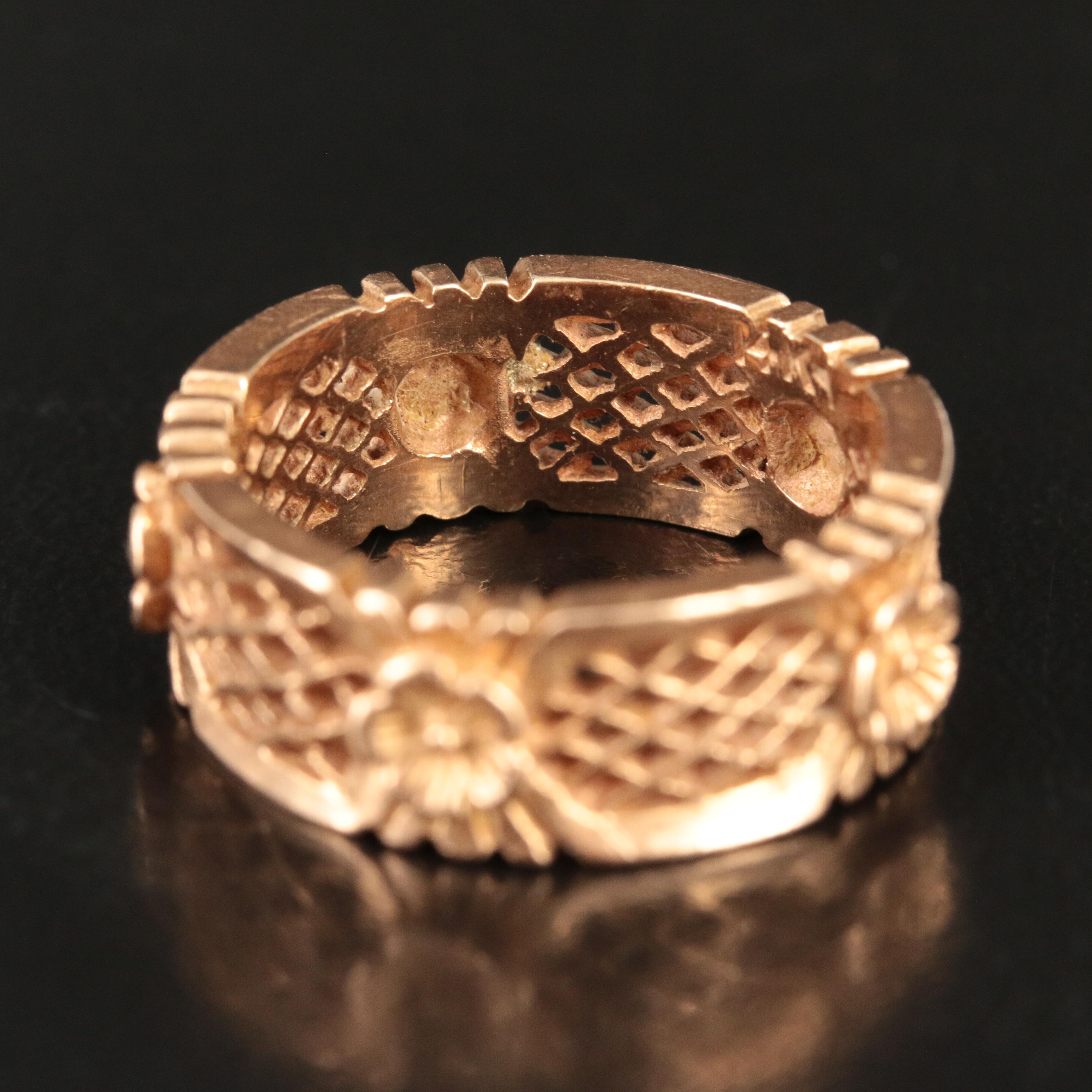 14K Rose Gold Flower and Lattice Work Eternity Band | EBTH
