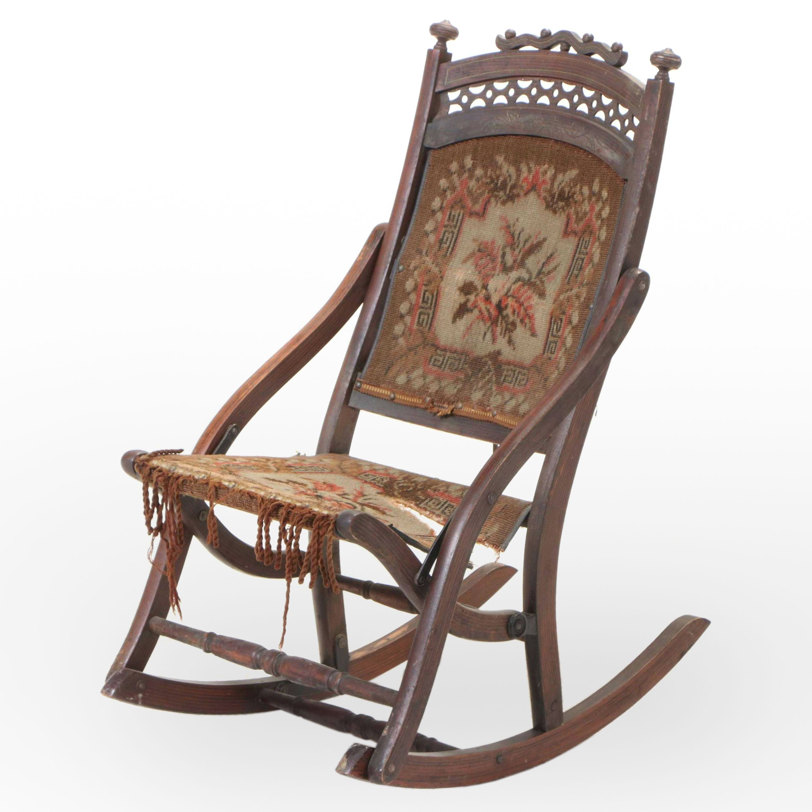 E.W. Vaill Victorian Grain-Painted Folding Rocker, pat. 1876 | EBTH