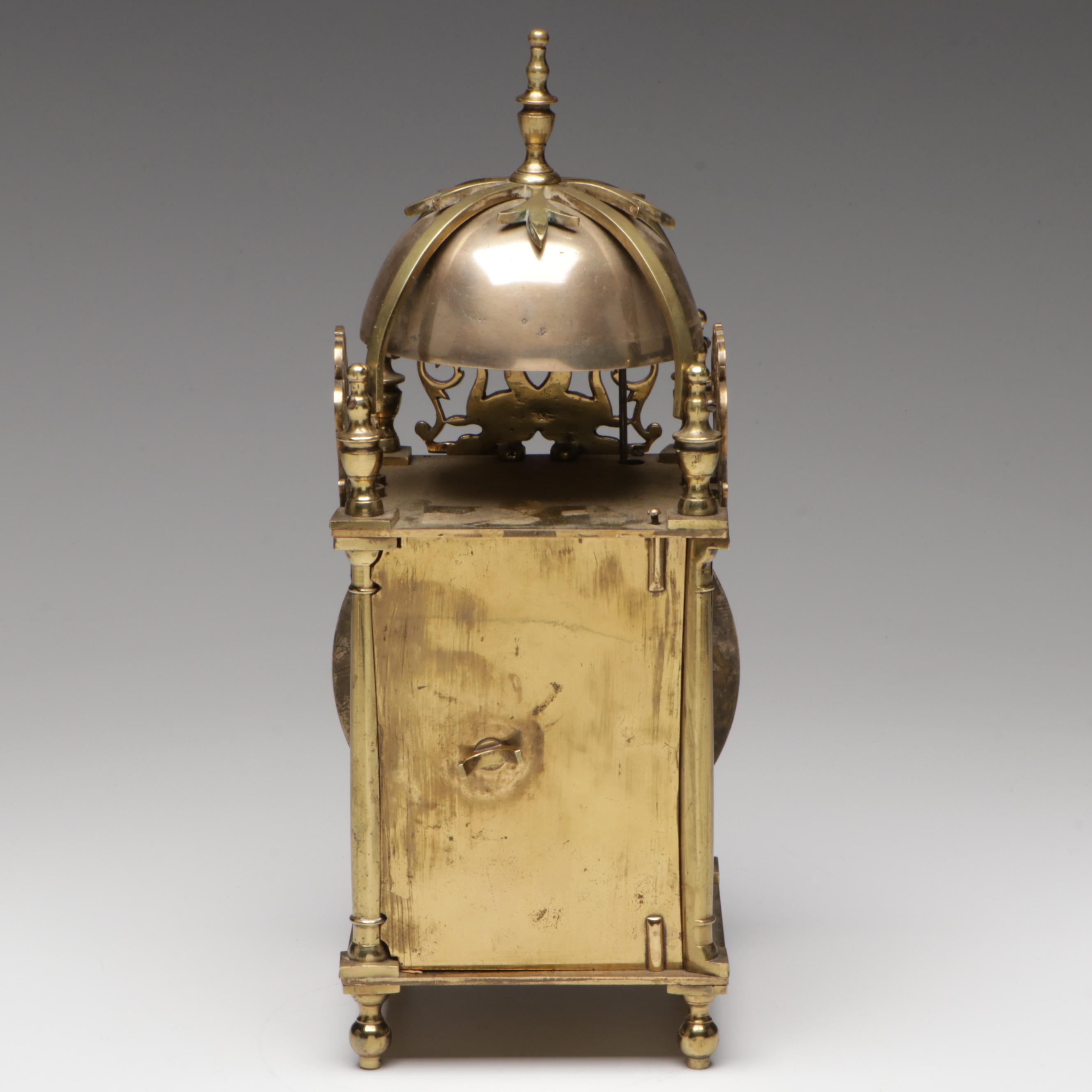 Antique English Brass Lantern Clock with French Movement | EBTH