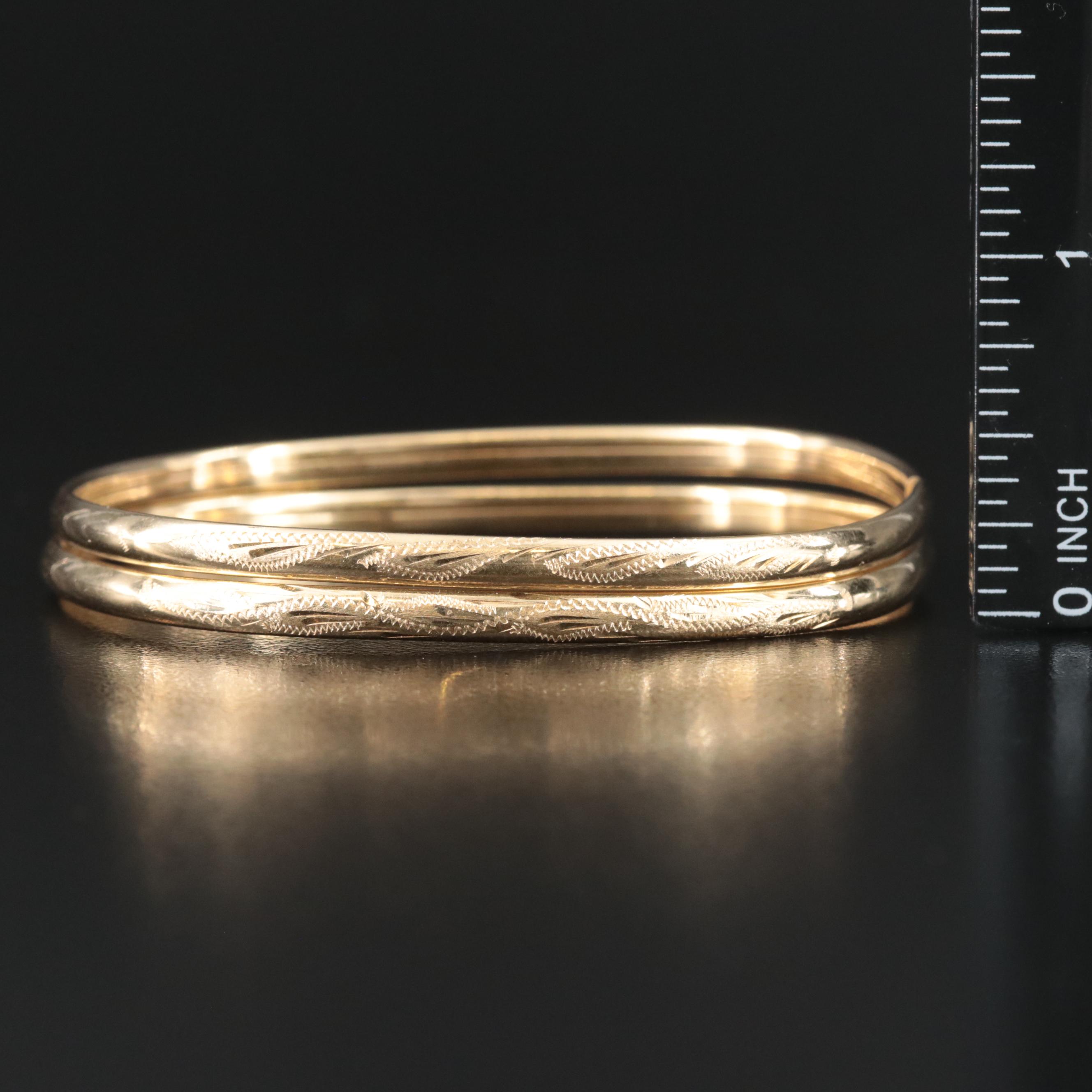 Italian 14K Etched Bangles | EBTH