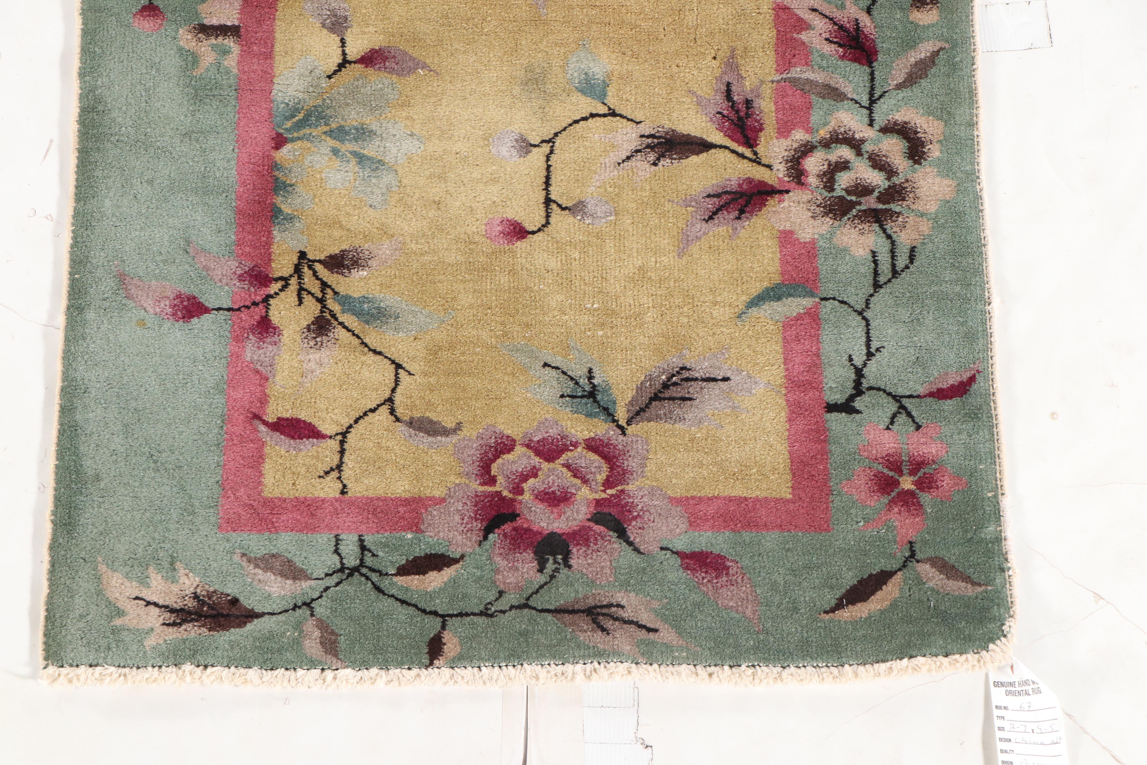 2'6 x 4'4 Hand-Knotted Chinese Floral Accent Rug | EBTH