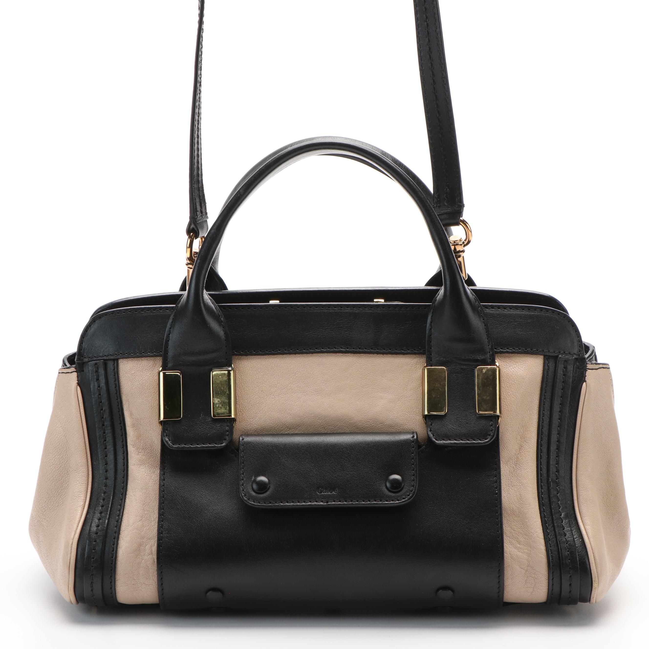 Chloe Alice Shoulder Bag in Beige and Black Leather | EBTH