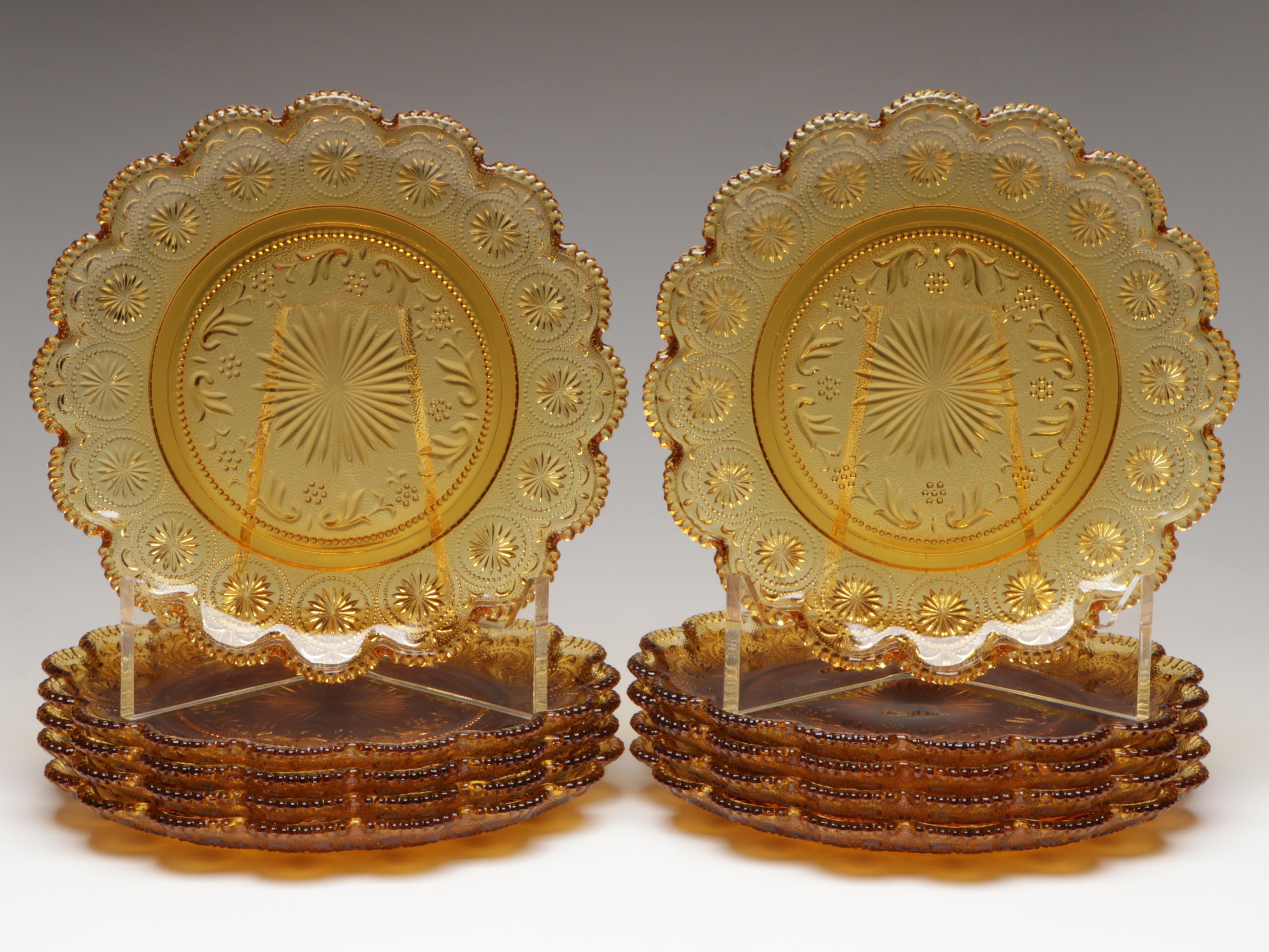 Brockway Glass Co. "American Concord Amber" Dinner Plates with More ...