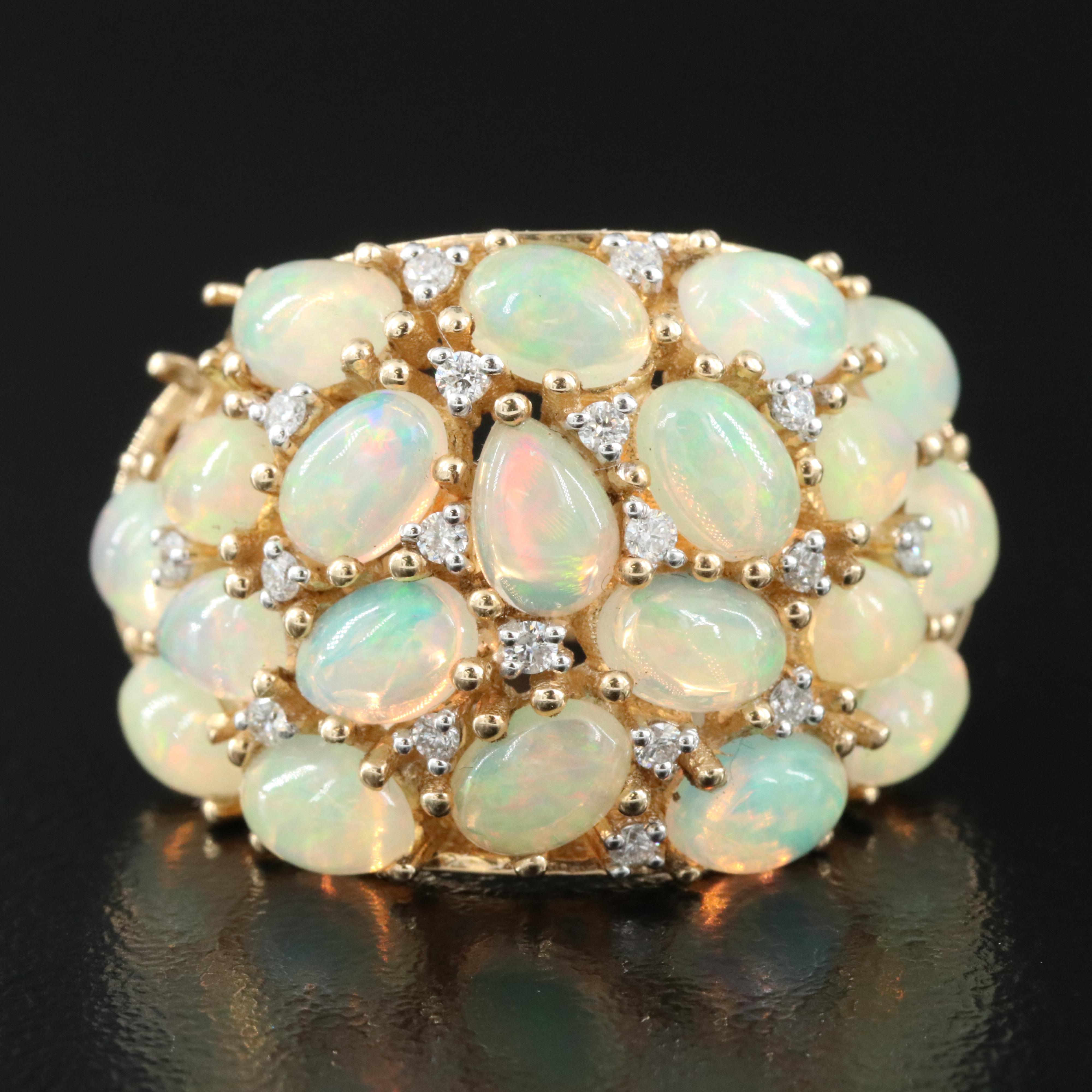 14K Opal and 0.27 CTW Diamond Dome Ring | EBTH
