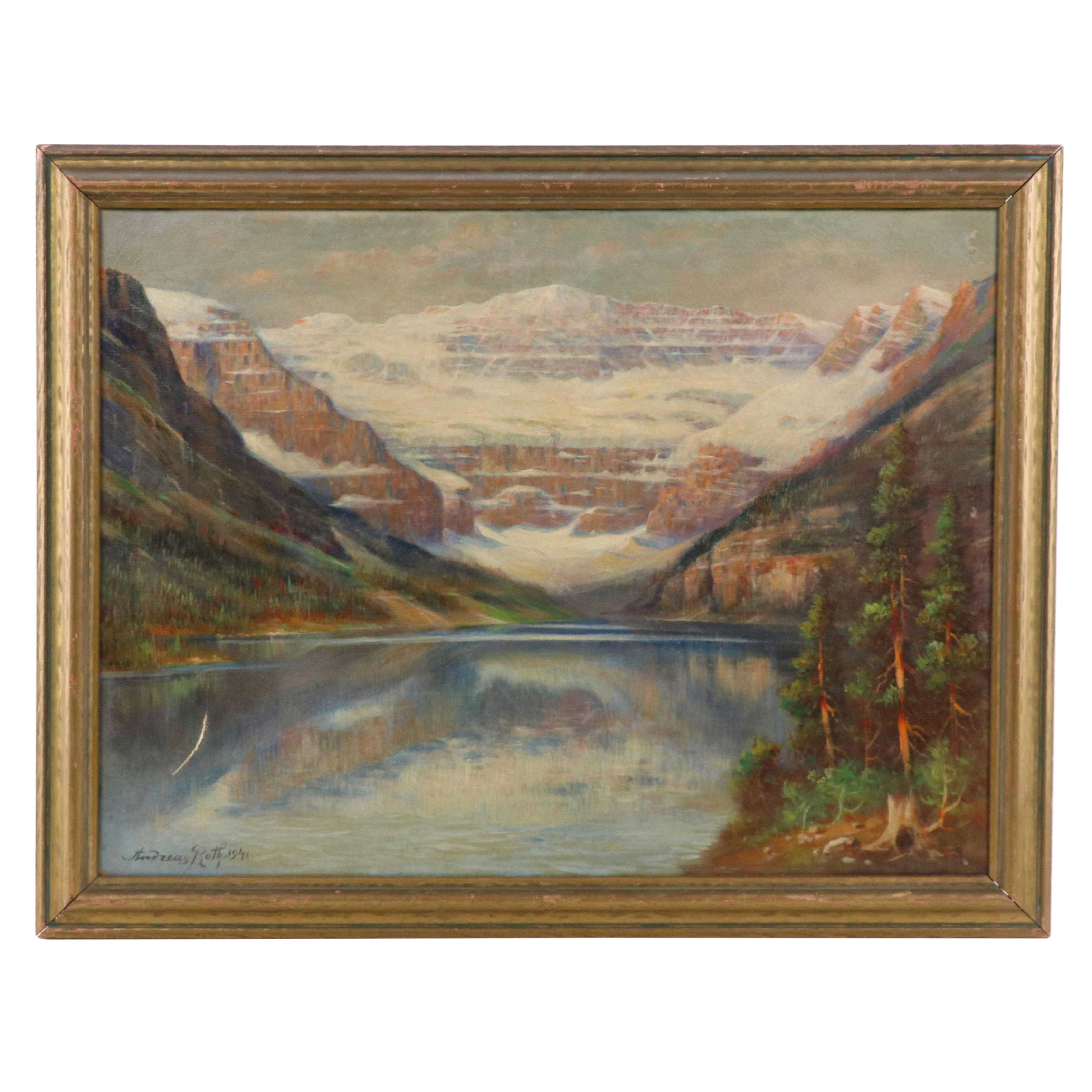 Andreas Roth Oil Painting "Lake Louise - Canada," 1941 | EBTH