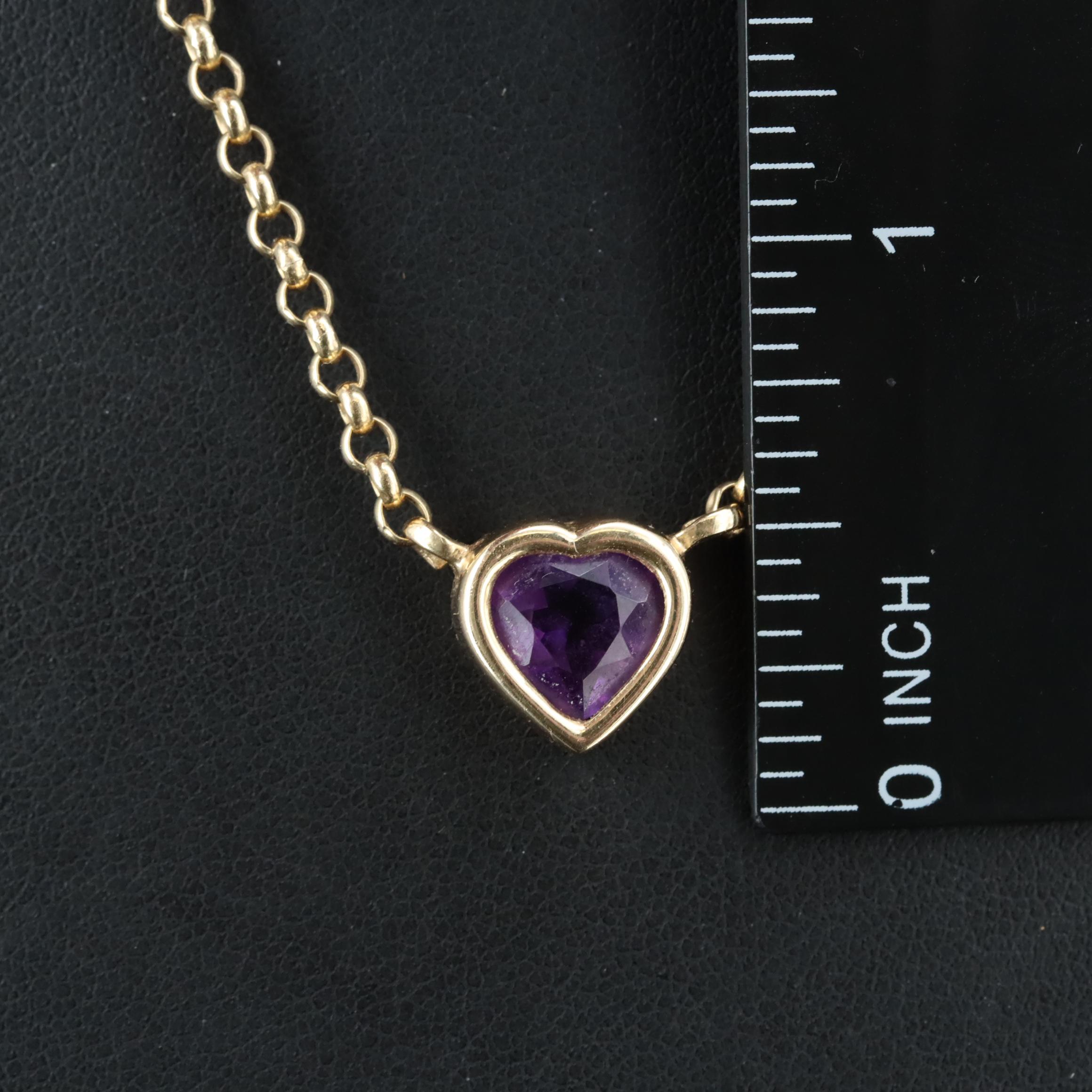 14K Amethyst Heart Pendant Necklace | EBTH