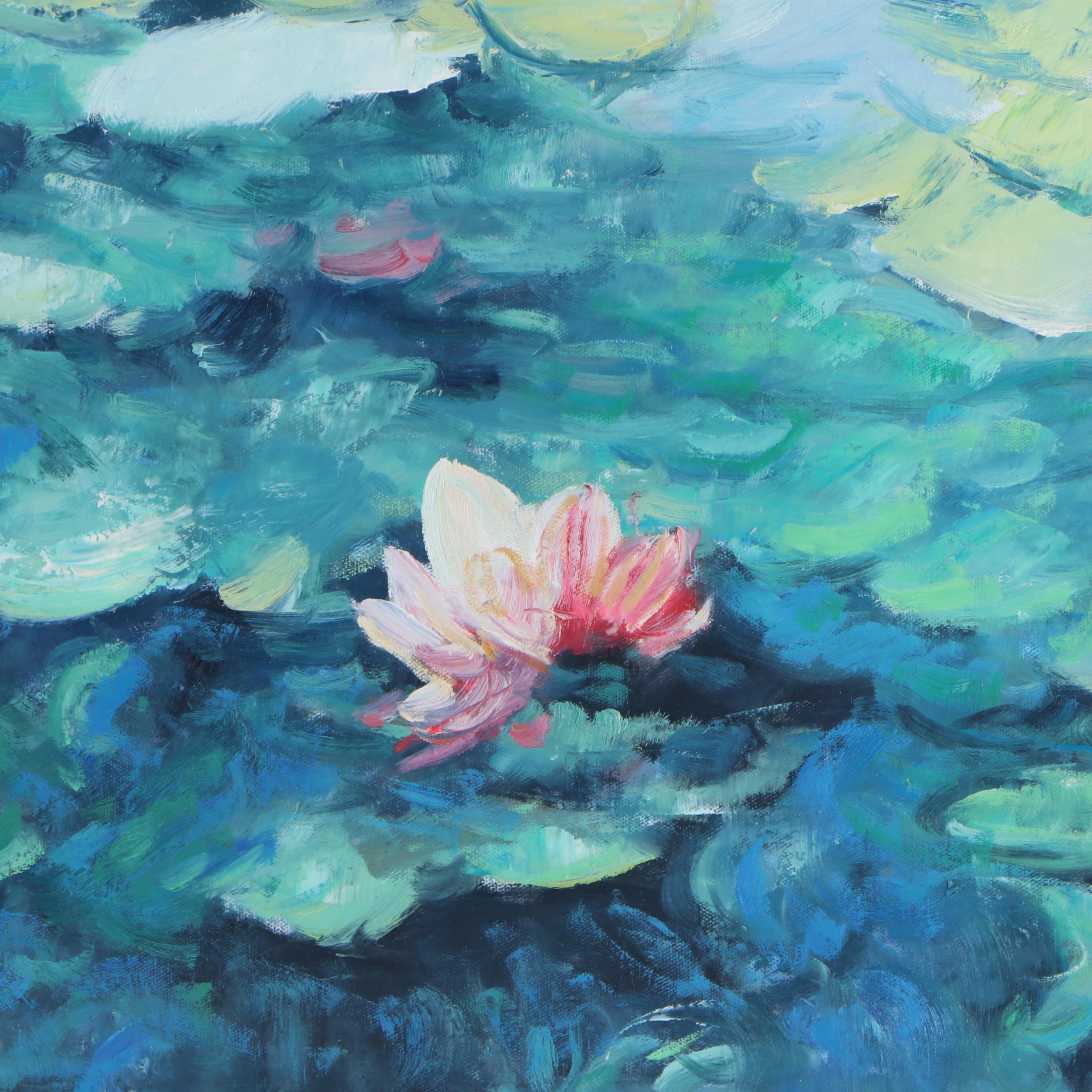 N. Ming Pond Landscape Oil Painting of Water Lilies, 21st Century | EBTH