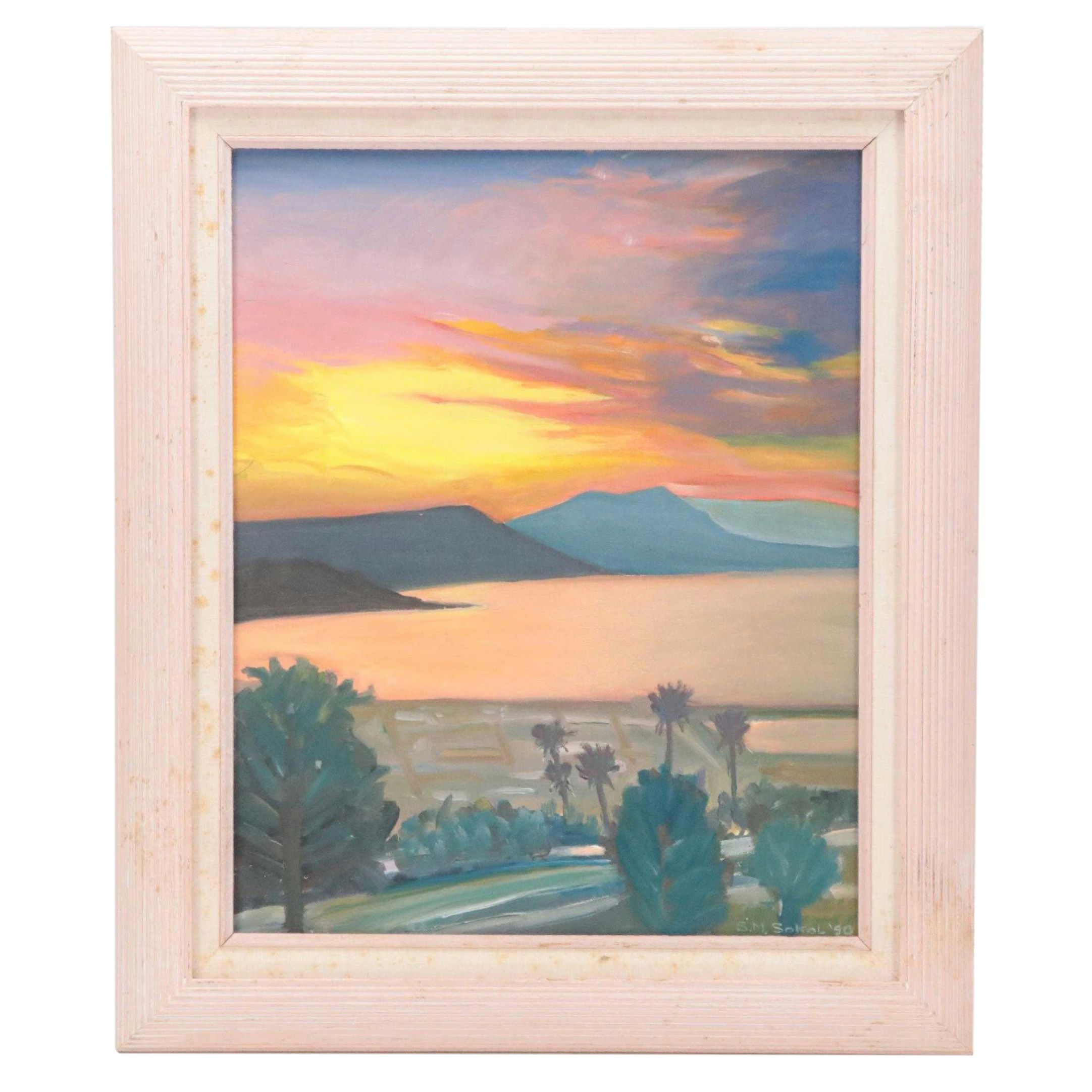 Stephen M. Sokol Coastal Landscape Oil Painting, 1990 | EBTH