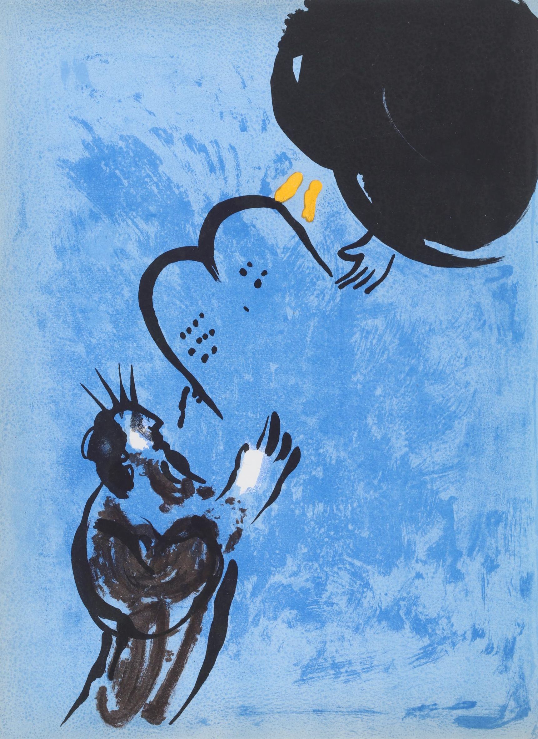 Marc Chagall Color Lithograph "Moses Receiving The Tablets of the Law ...