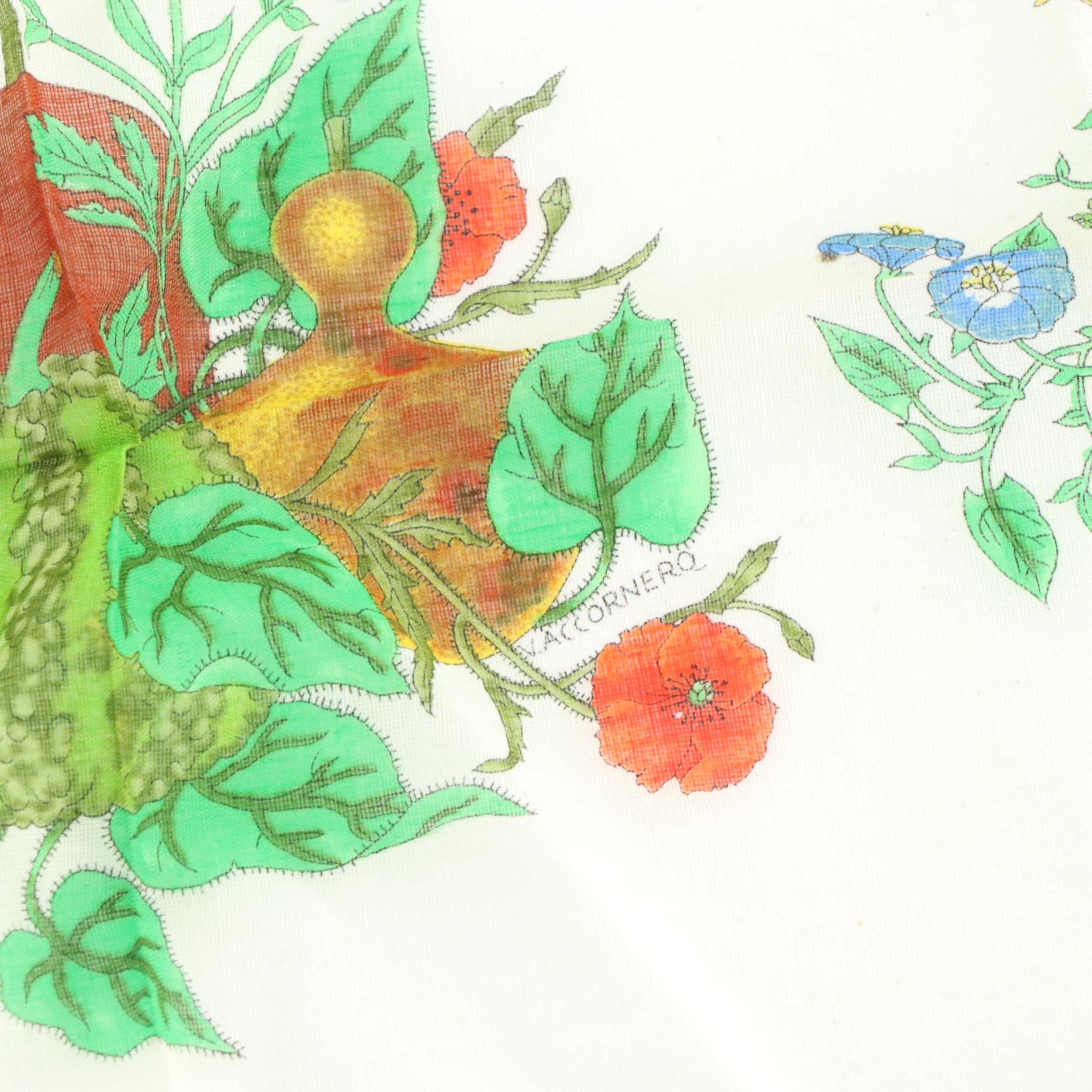 Gucci Vintage Autumn Harvest Print Cotton Handkerchief Pocket Square | EBTH