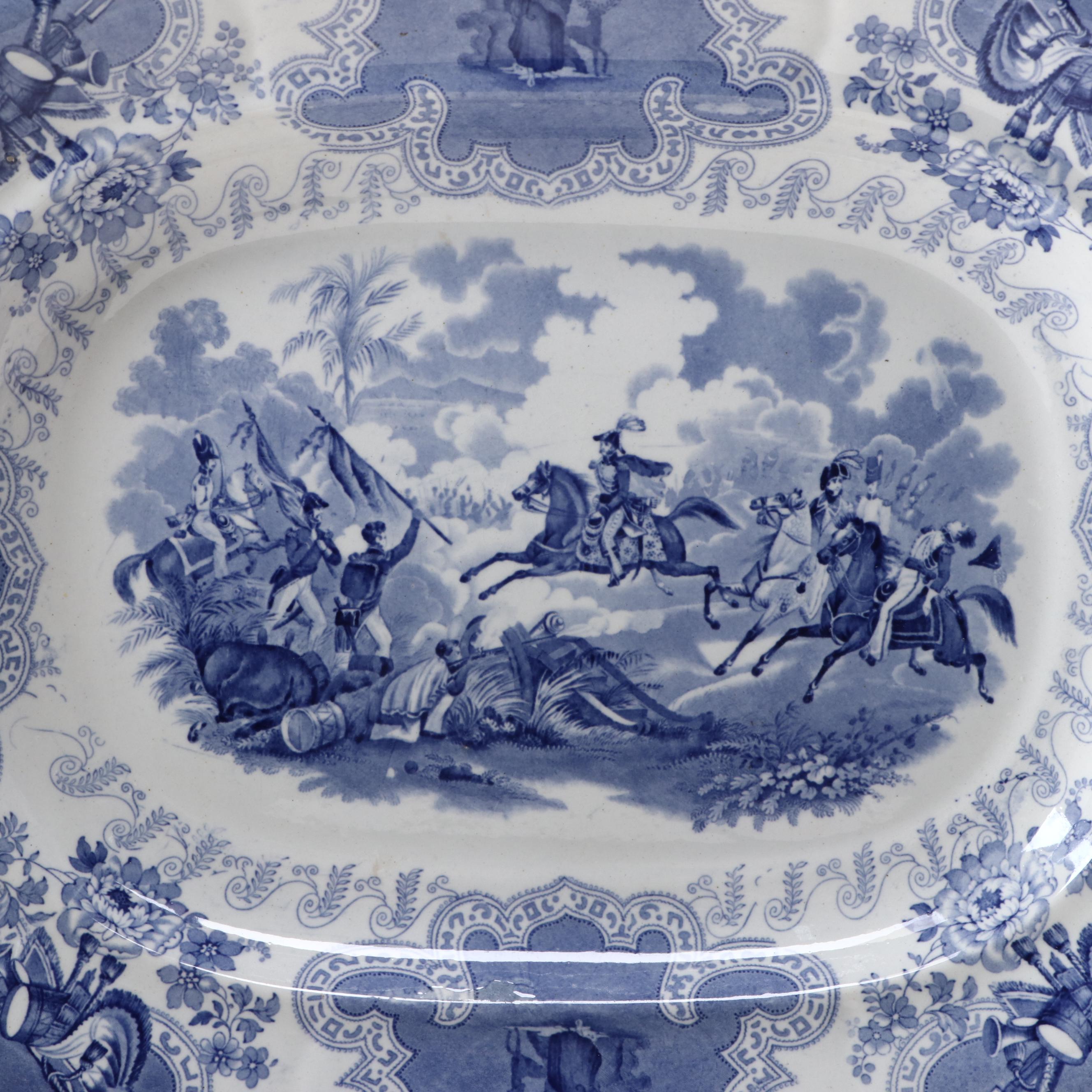James Beech "Texian Campaigne" Blue Transferware Serving Platter, 19th ...