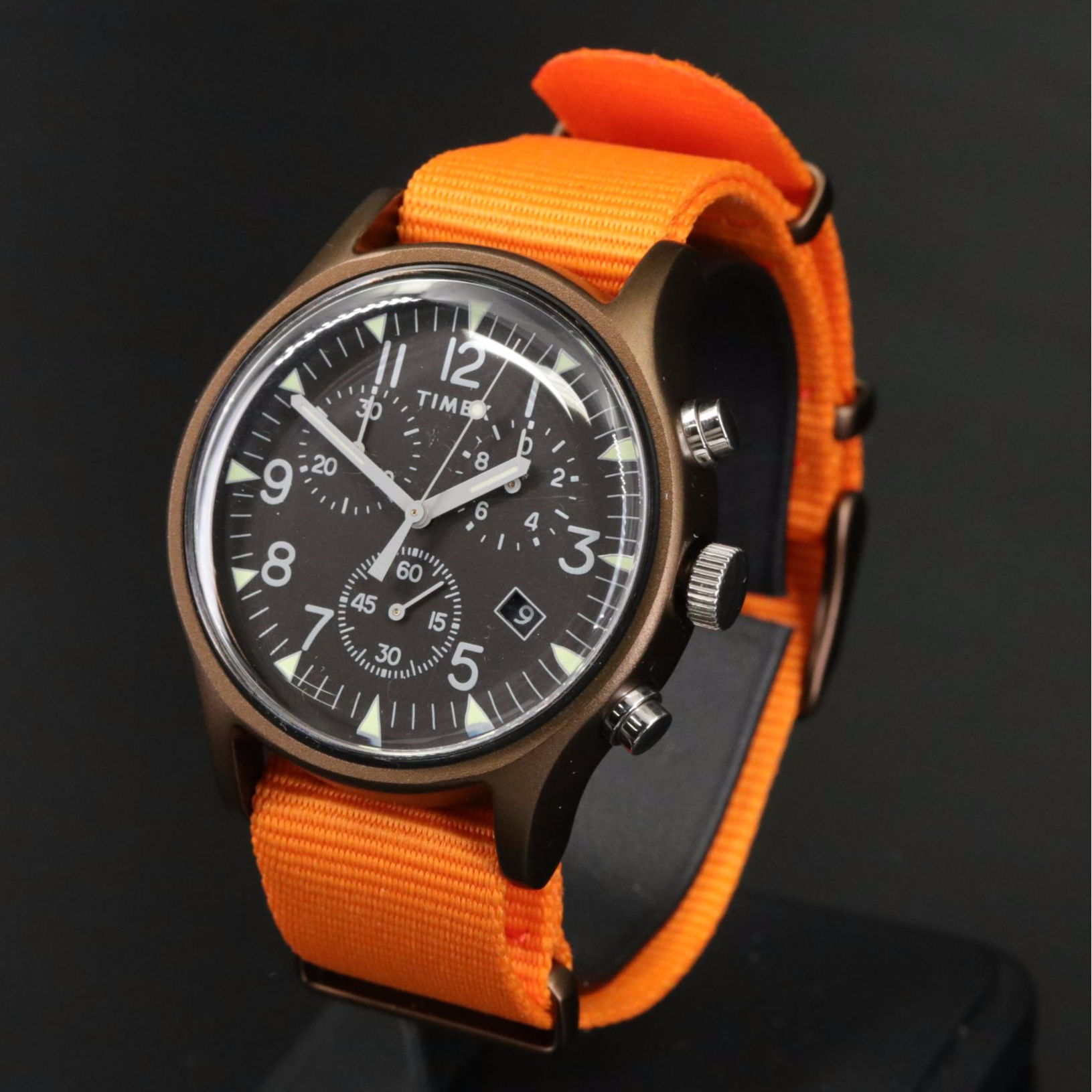 Timex MK1 Aluminum Quartz Chronograph with Orange Nylon Strap ...