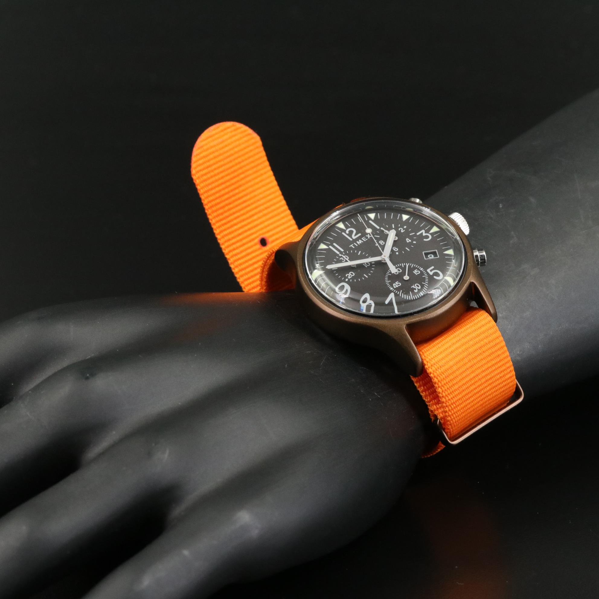 Timex MK1 Aluminum Quartz Chronograph with Orange Nylon Strap | EBTH