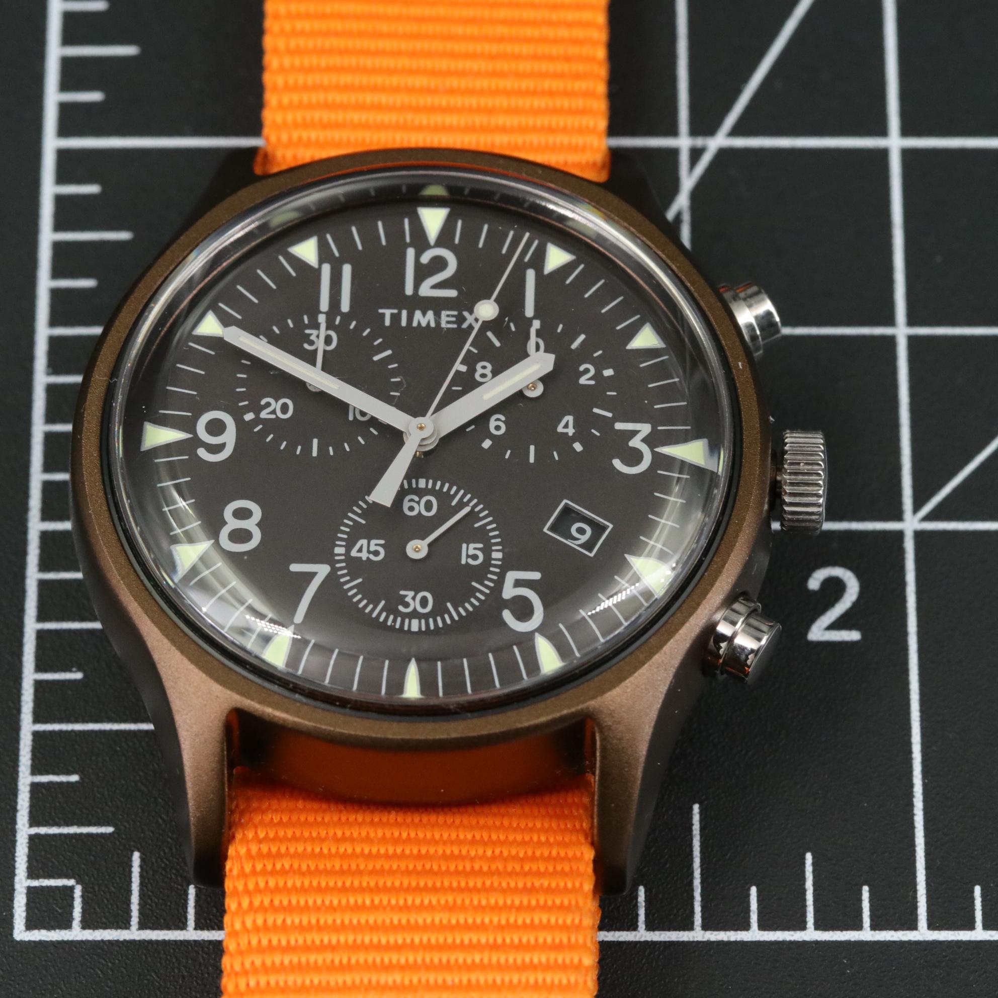 Timex MK1 Aluminum Quartz Chronograph with Orange Nylon Strap | EBTH