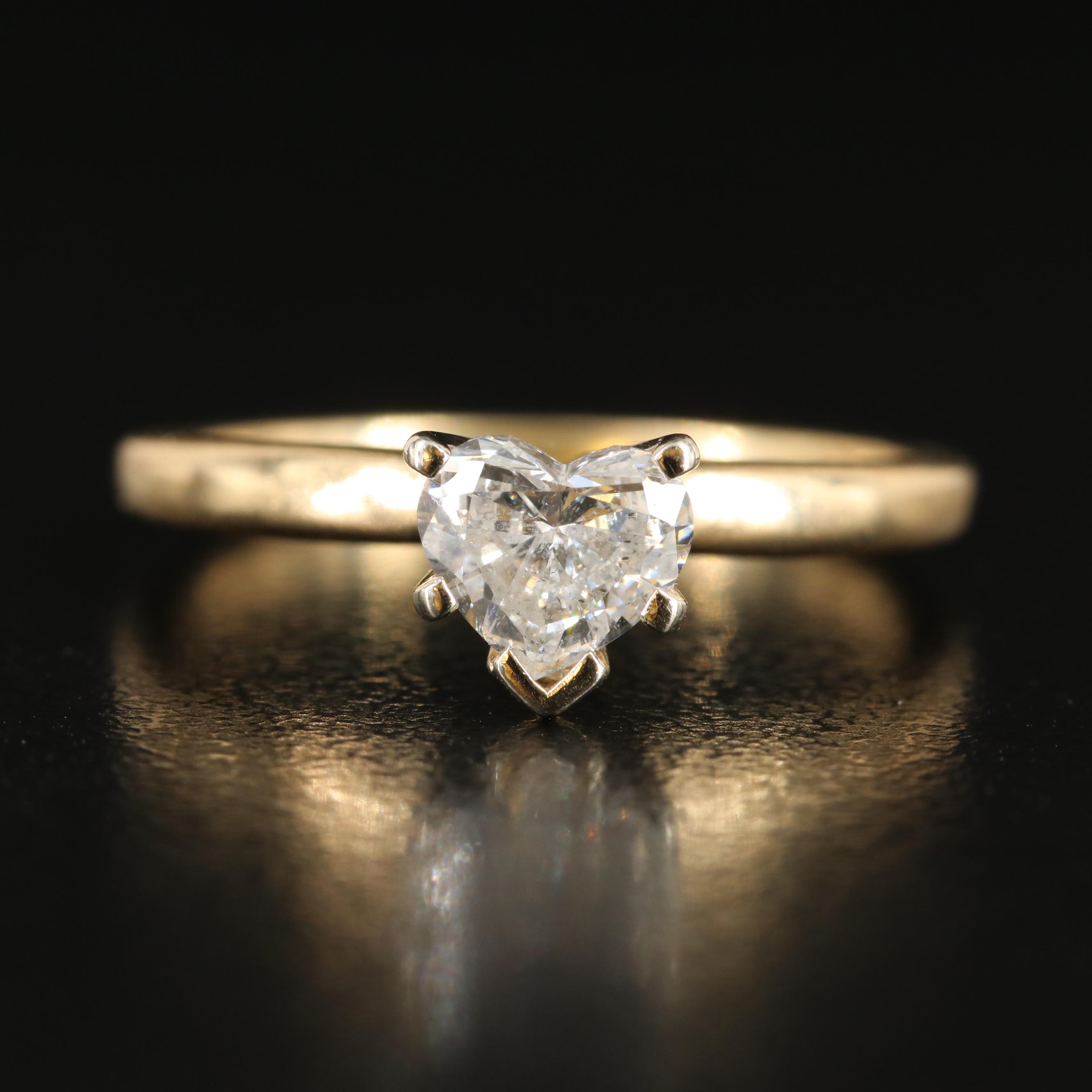 14K 0.59 CT Diamond Heart Solitaire Ring | EBTH