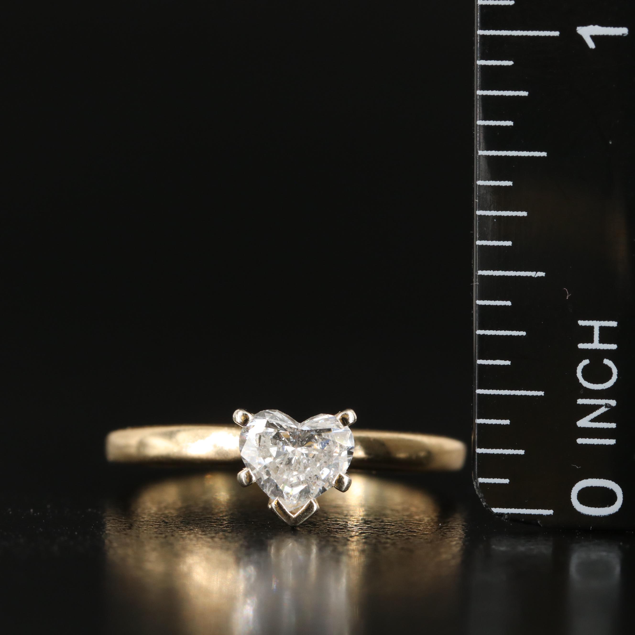 14K 0.59 CT Diamond Heart Solitaire Ring | EBTH