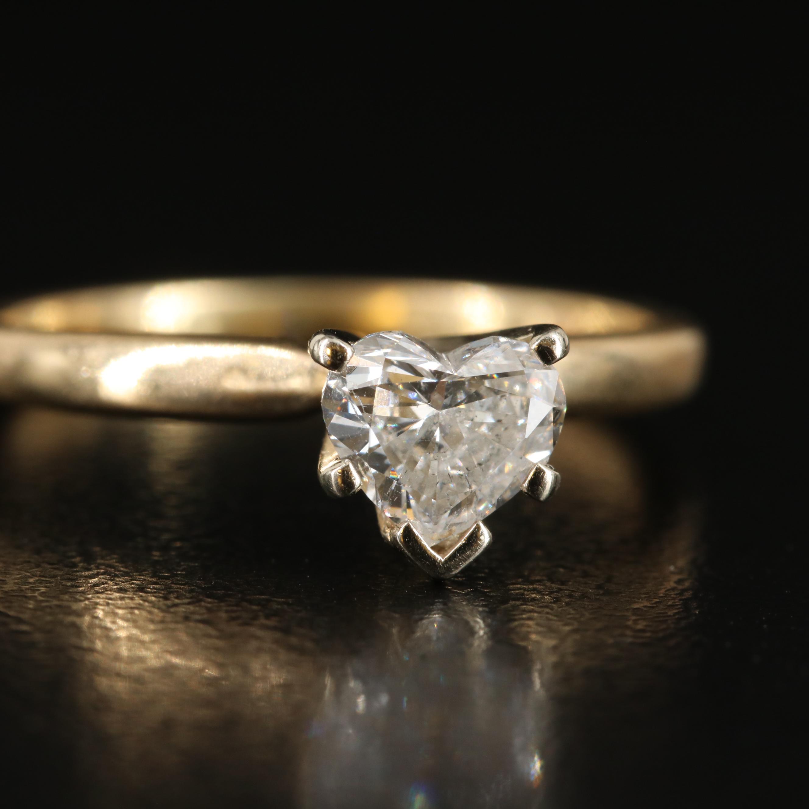 14K 0.59 CT Diamond Heart Solitaire Ring | EBTH