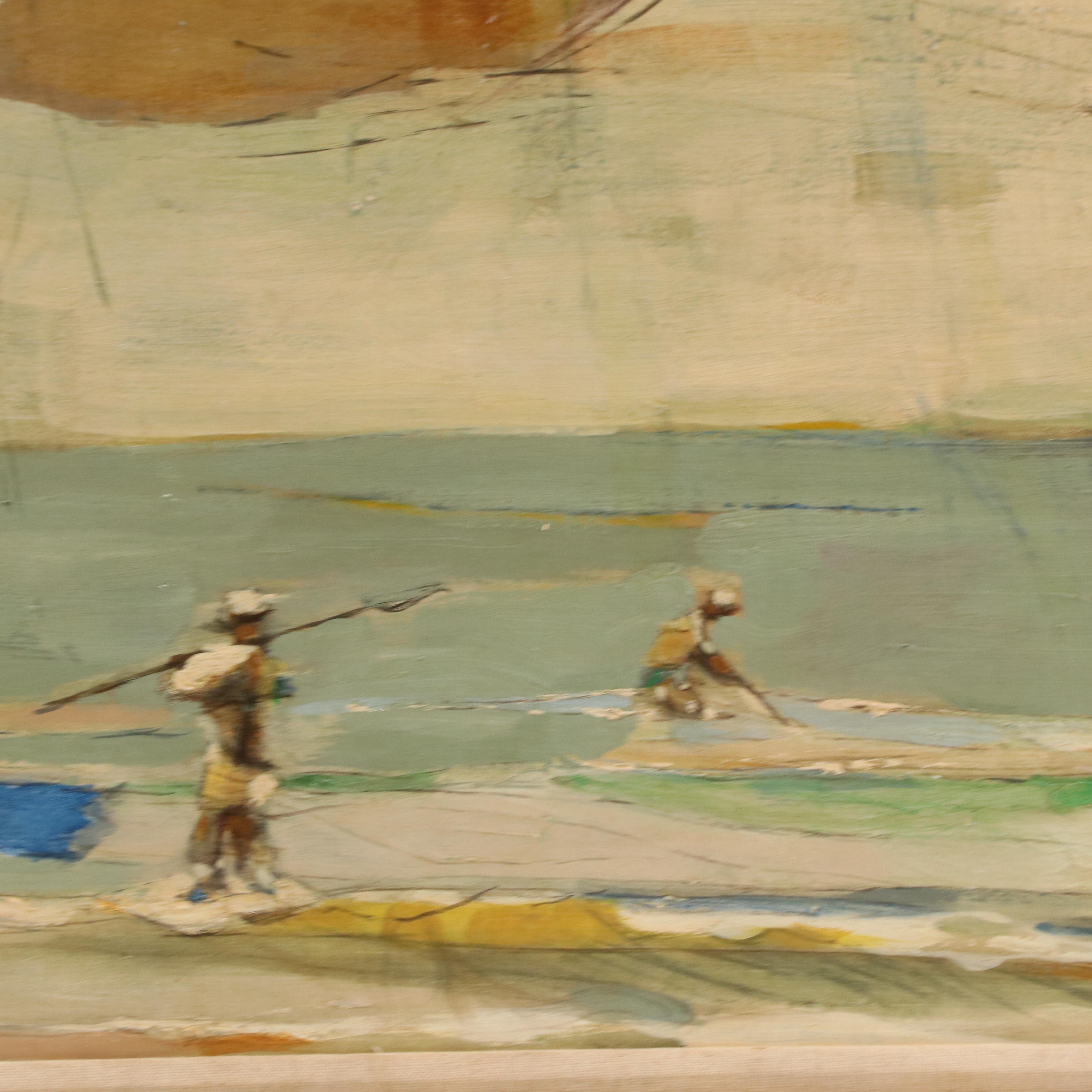 Hazard Durfee Oil Painting "Fishermen," Circa 1970 | Everything But The ...