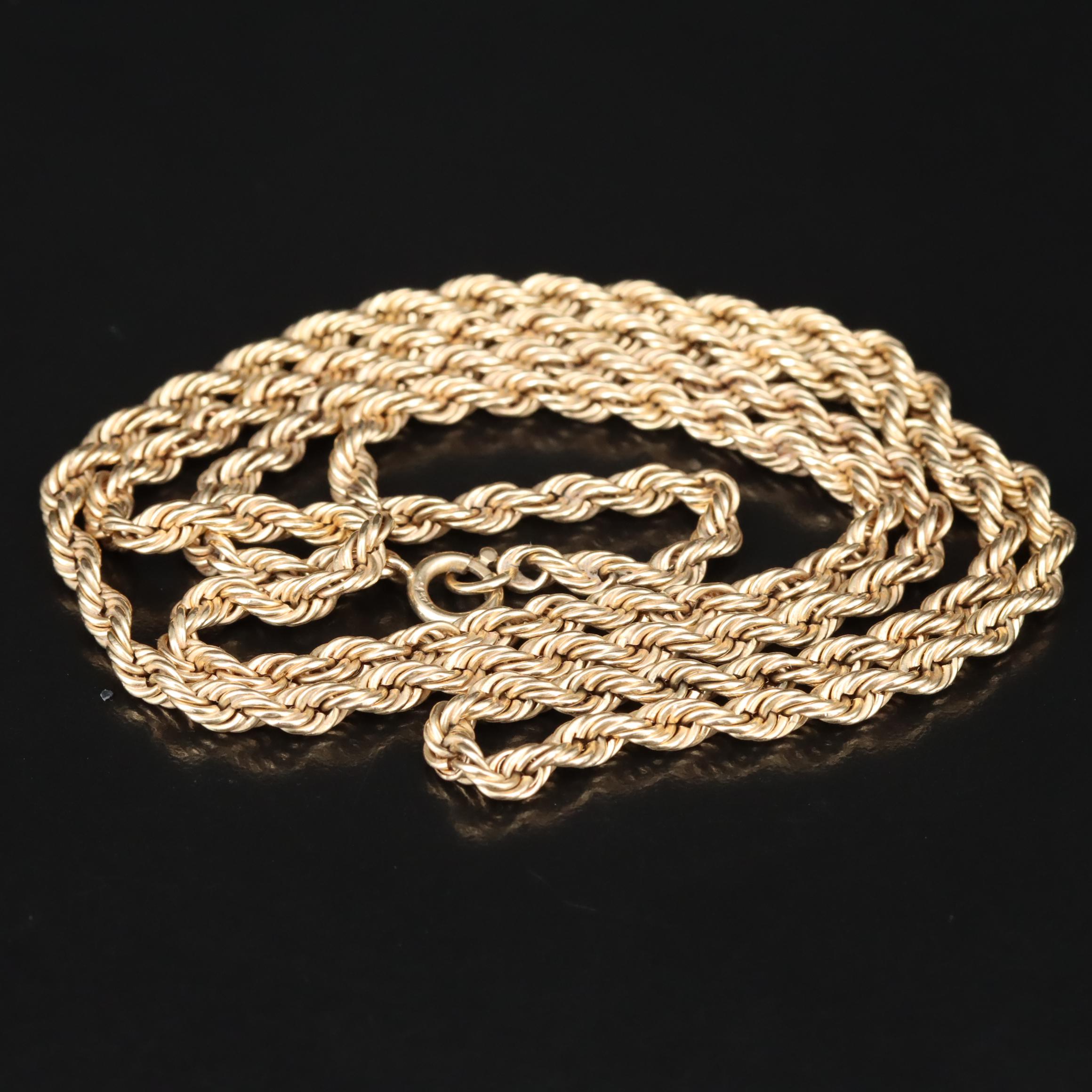 14K Braided Rope Chain Necklace | EBTH