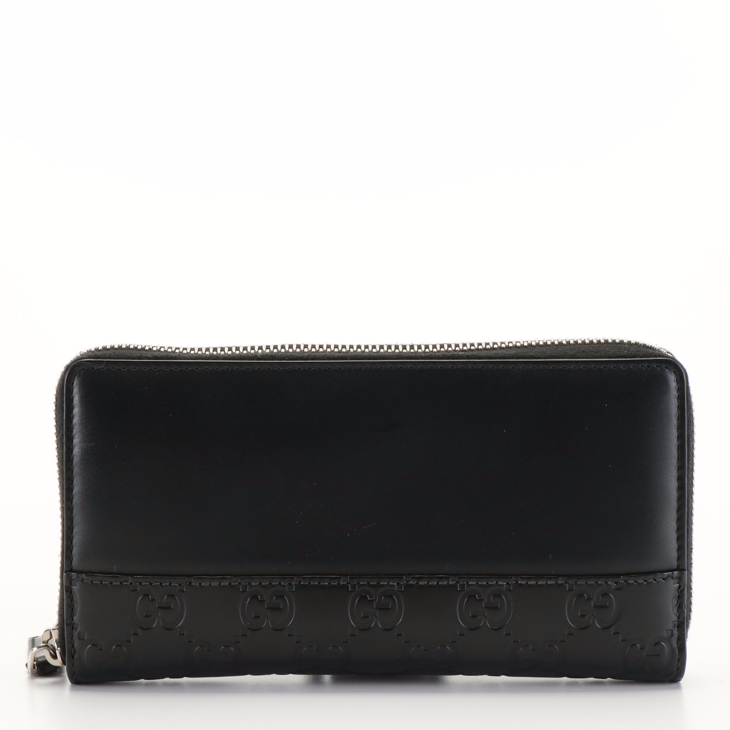 Gucci Zip Around Long Wallet in Black Guccissima Leather | EBTH
