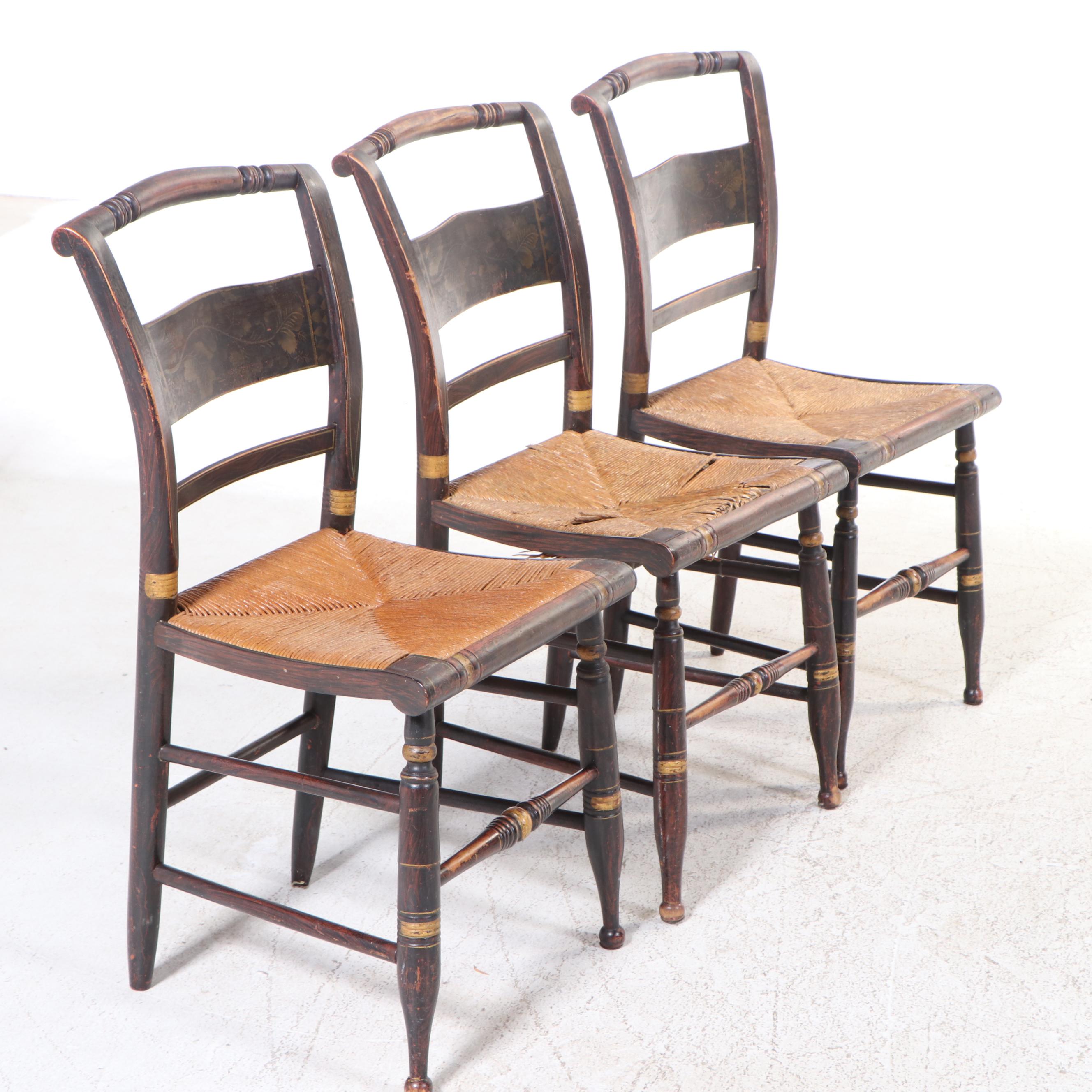 Eight Late Federal Grain-Painted and Gilt-Stenciled "Fancy" Side Chairs ...
