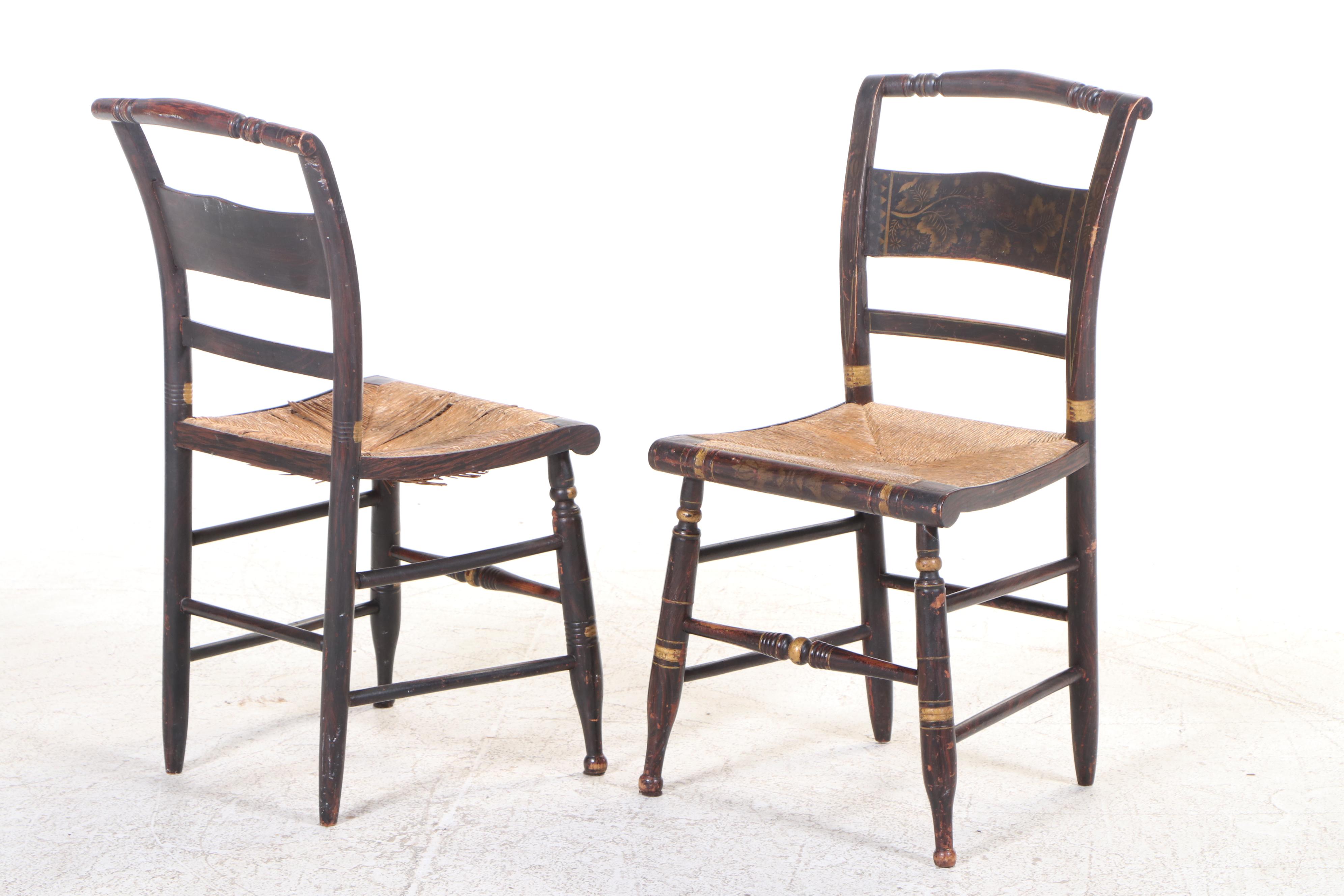 Eight Late Federal Grain-Painted and Gilt-Stenciled "Fancy" Side Chairs ...