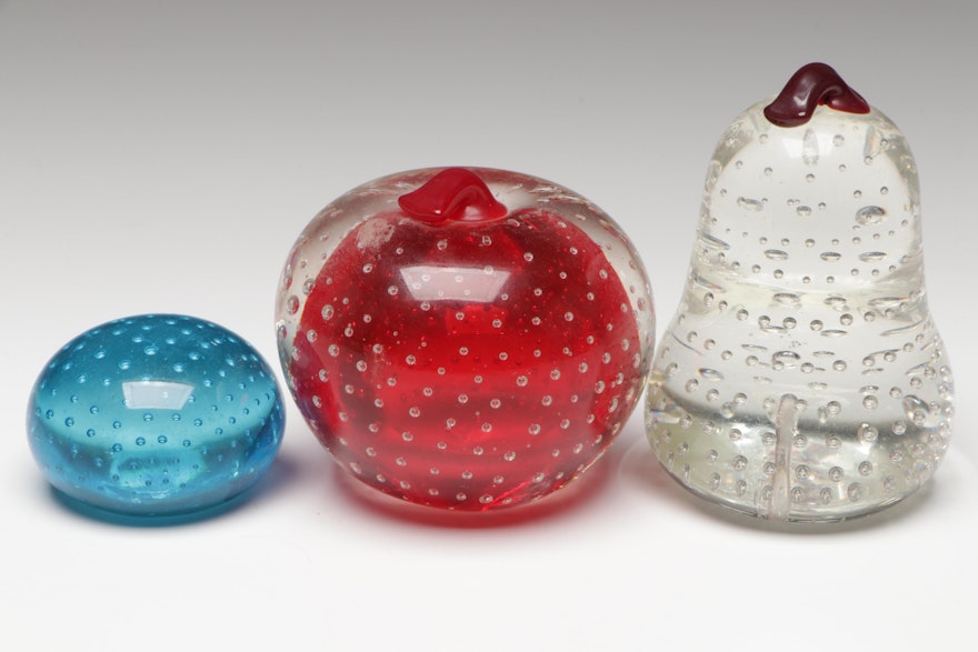 Orrefors Glass Bowl With Fruit Shape Glass Paperweights With More Ebth