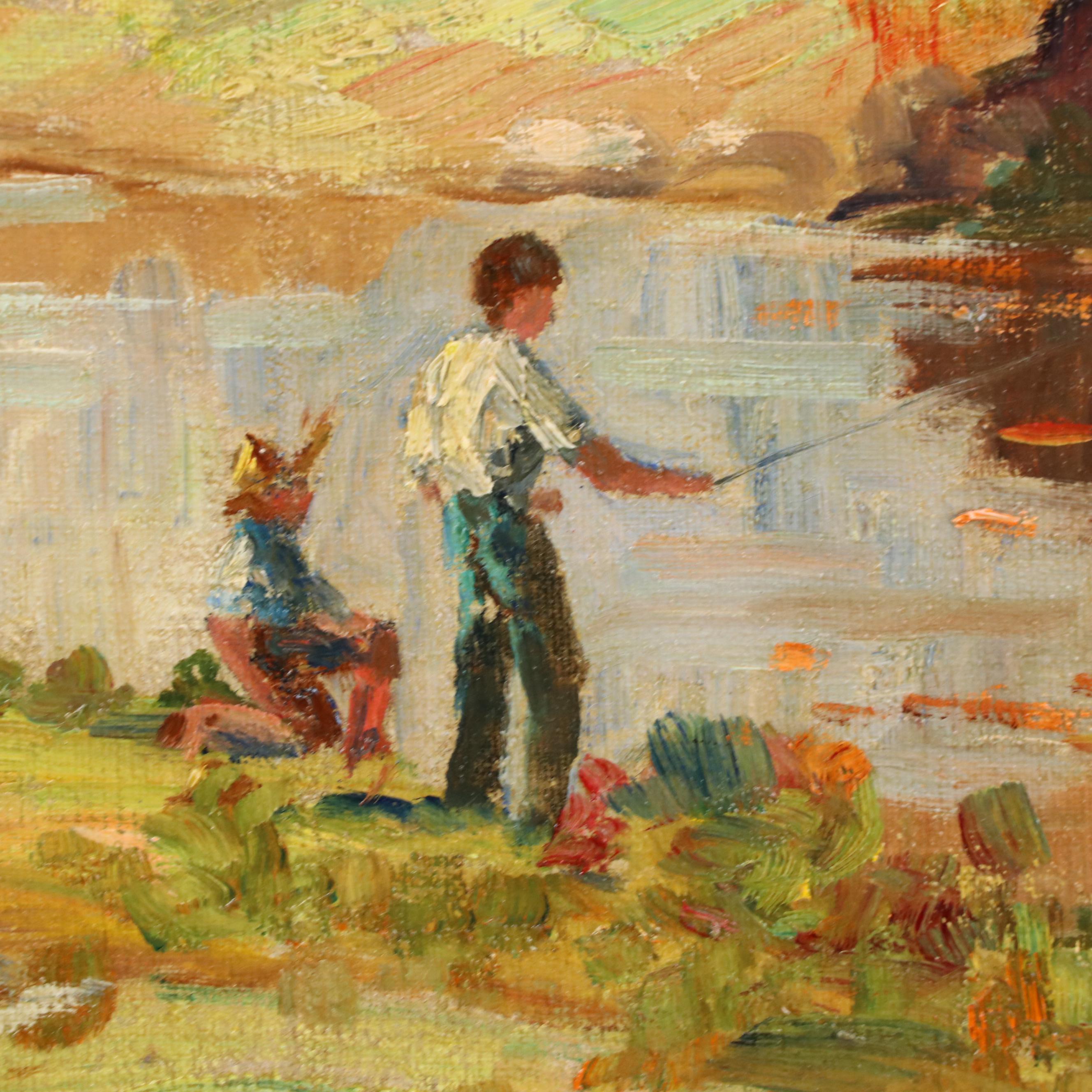 Jesse Hobby Oil Landscape Painting, Early to Mid-20th Century ...