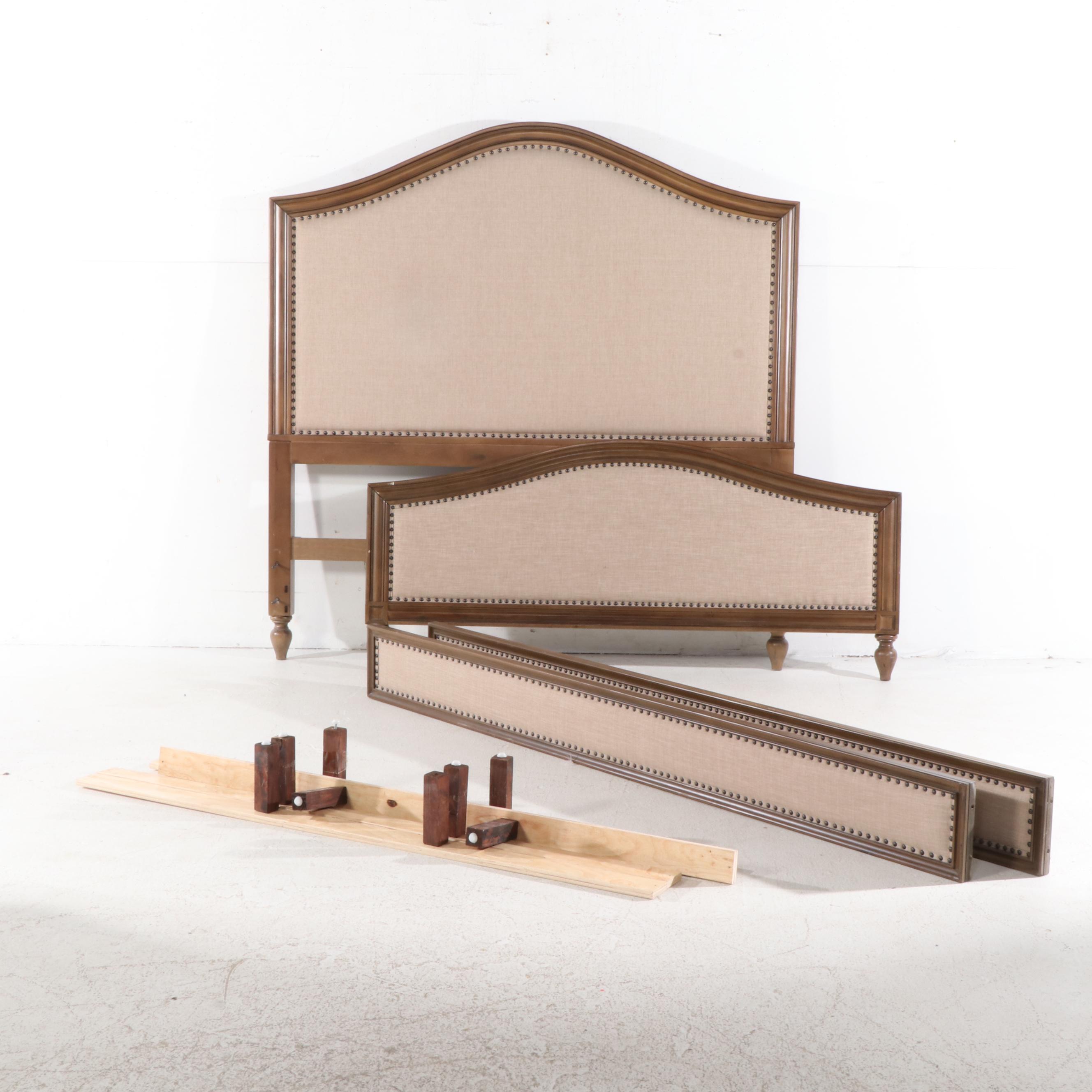 Contemporary Upholstered Queen Bed Plus Two Parcel-Painted Nightstands ...