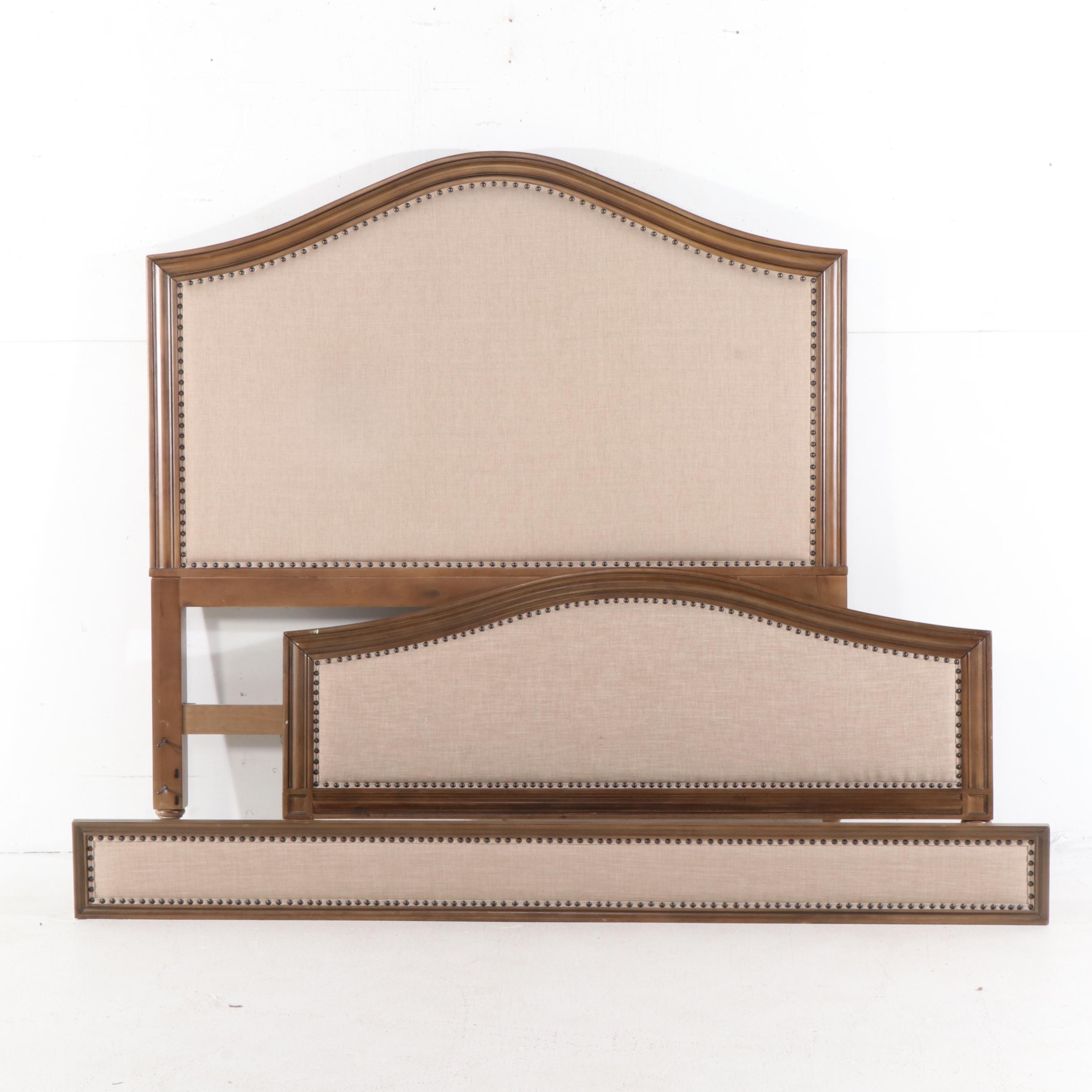 Contemporary Upholstered Queen Bed Plus Two Parcel-Painted Nightstands ...