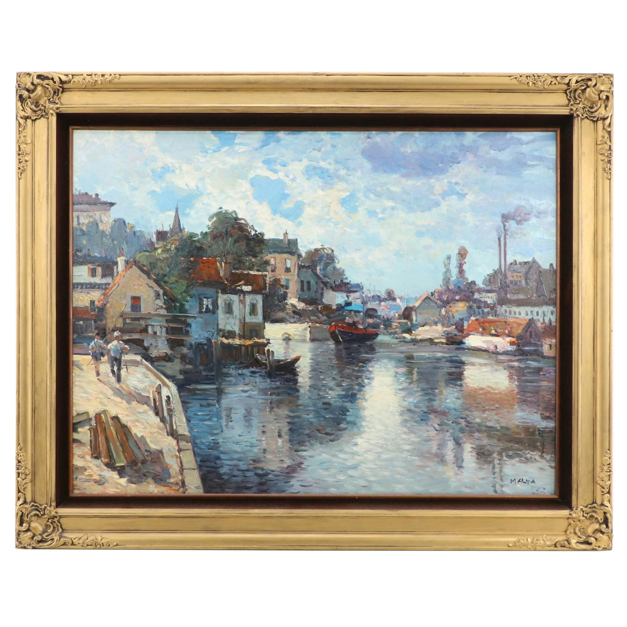 Omar Hamdi Malva Waterscape Scene Oil Painting, 1983 | EBTH