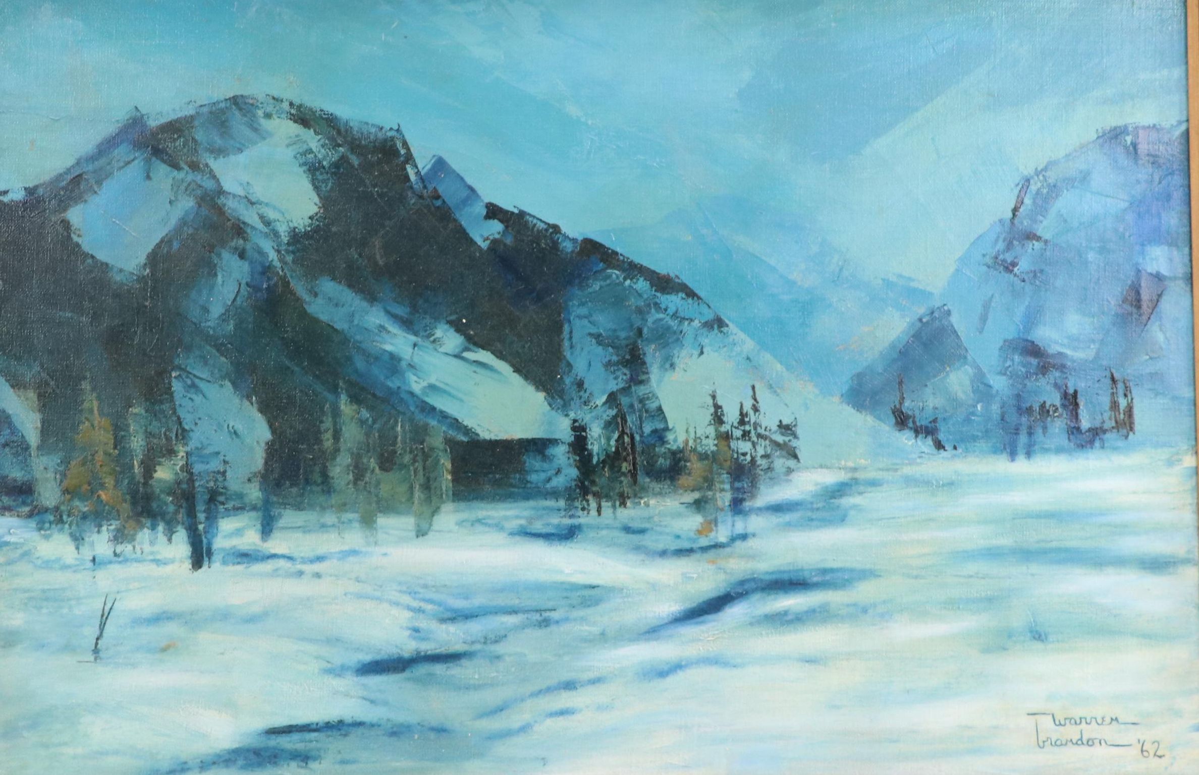 Warren Brandon Oil Painting of Winter Landscape, 1962 | EBTH