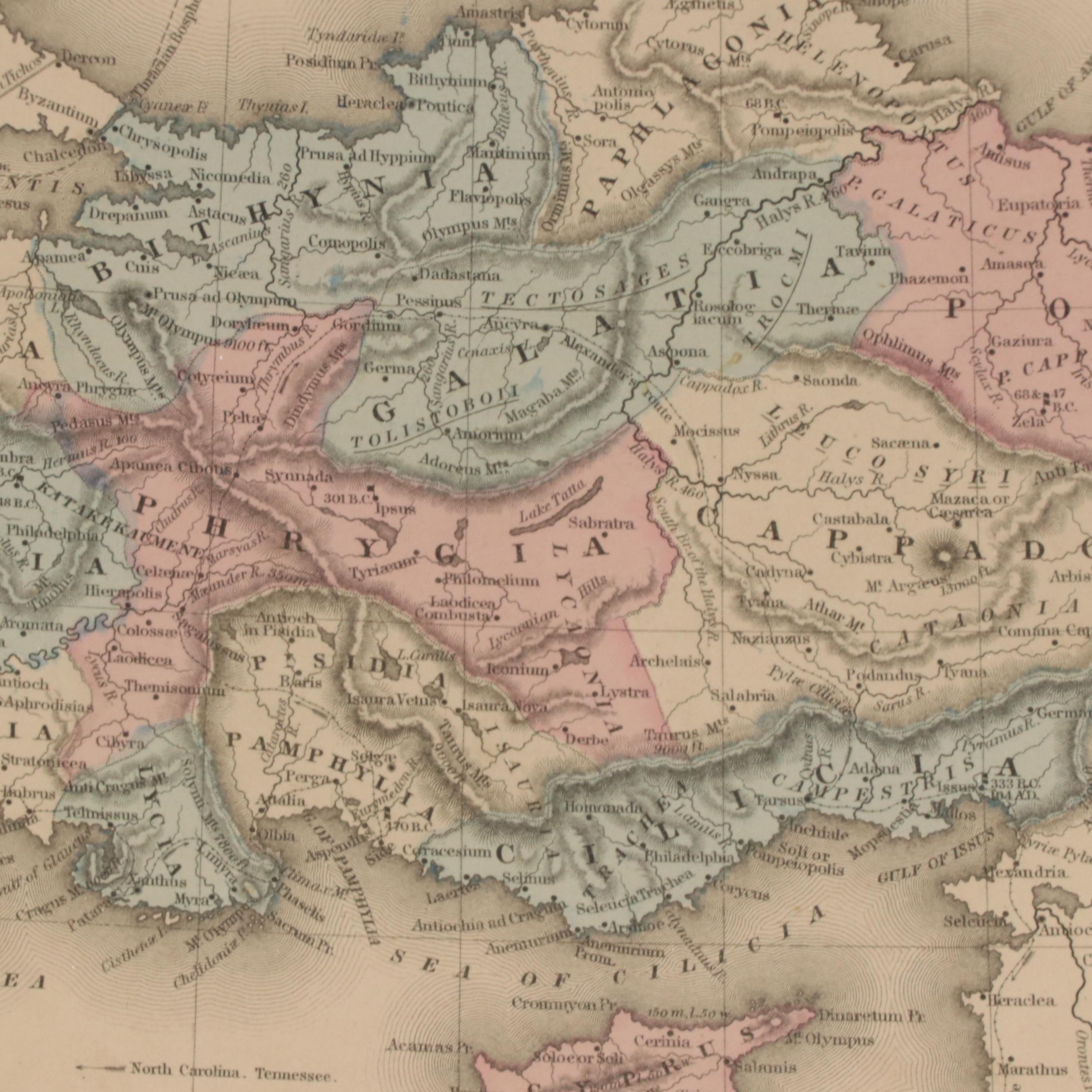 Hand-Colored Engraving Map "Map of Asia Minor," 1844 | EBTH