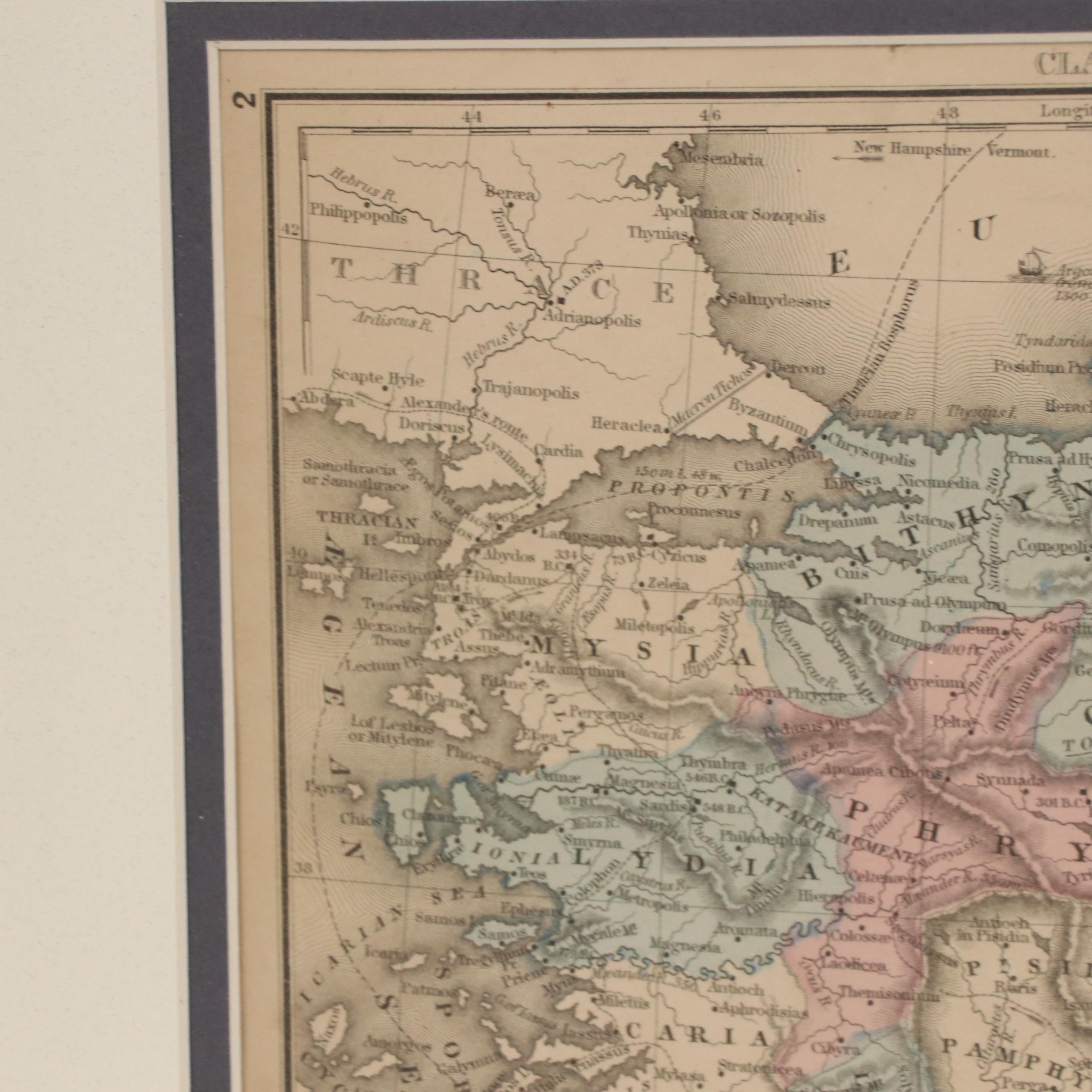 Hand-Colored Engraving Map "Map of Asia Minor," 1844 | EBTH