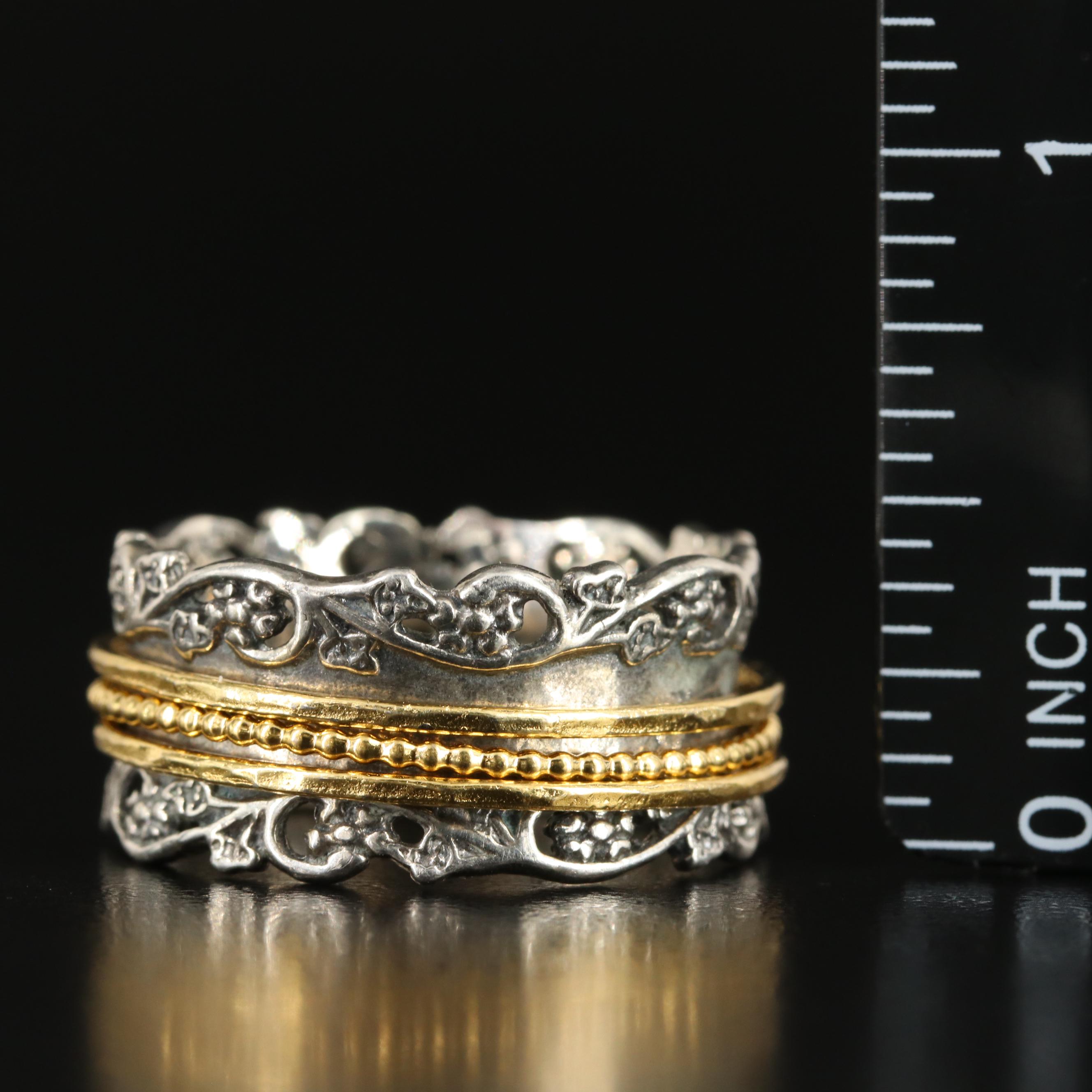 Sterling Spinner Ring with Scroll Detail | EBTH