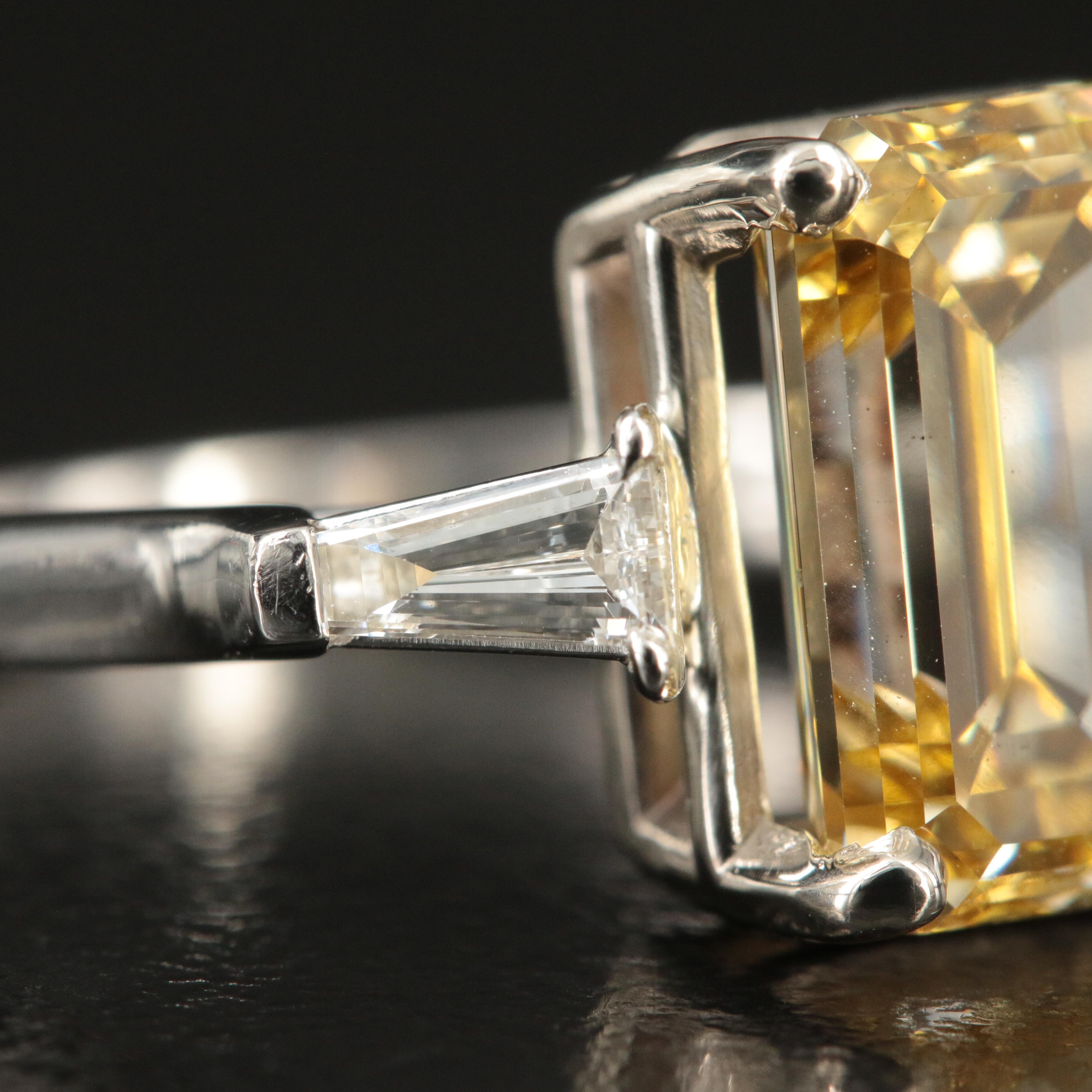 Platinum 3.49 CTW (Origin Undetermined) Diamond Ring with Fancy Yellow ...