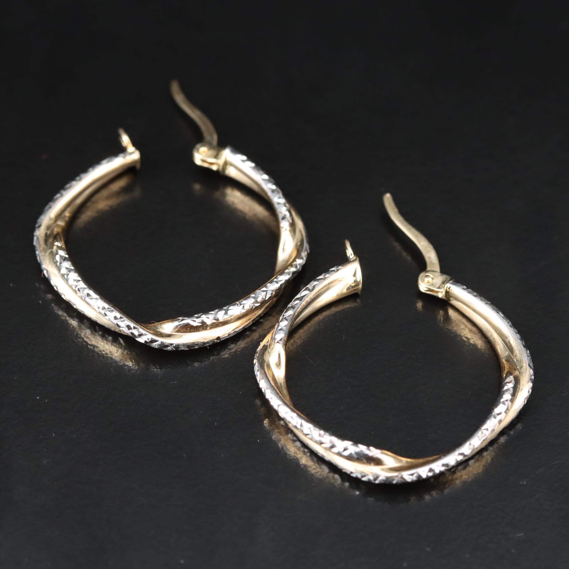 14K Diamond-Cut Style Twist Hoops | EBTH