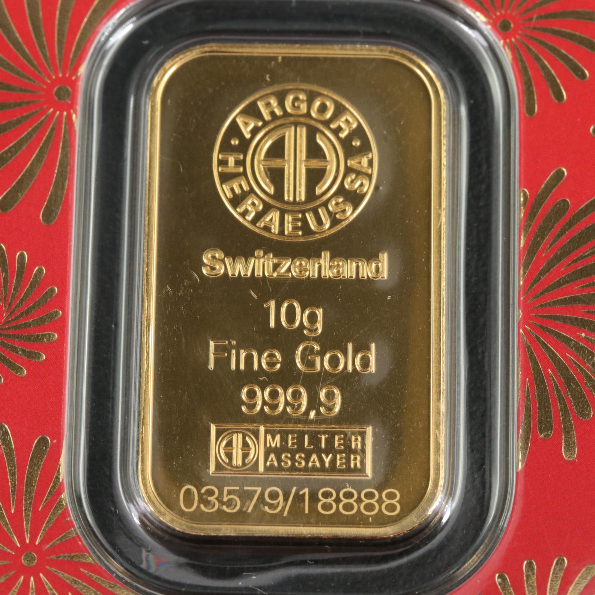 Argor-Heraeus 2024 Year of the Dragon Ten Grams .9999 Fine Gold Bar | EBTH