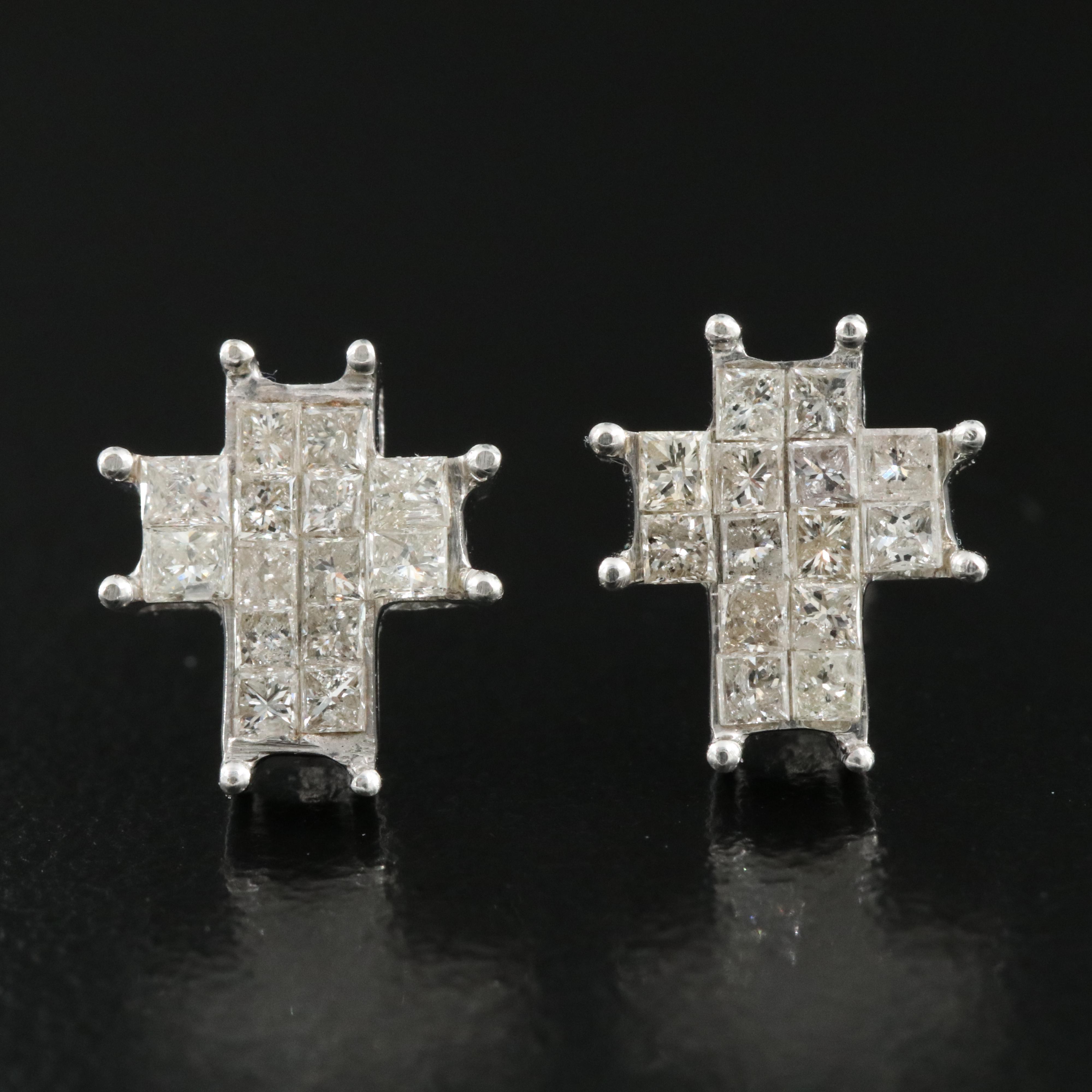 14K Diamond Cross Earrings | EBTH
