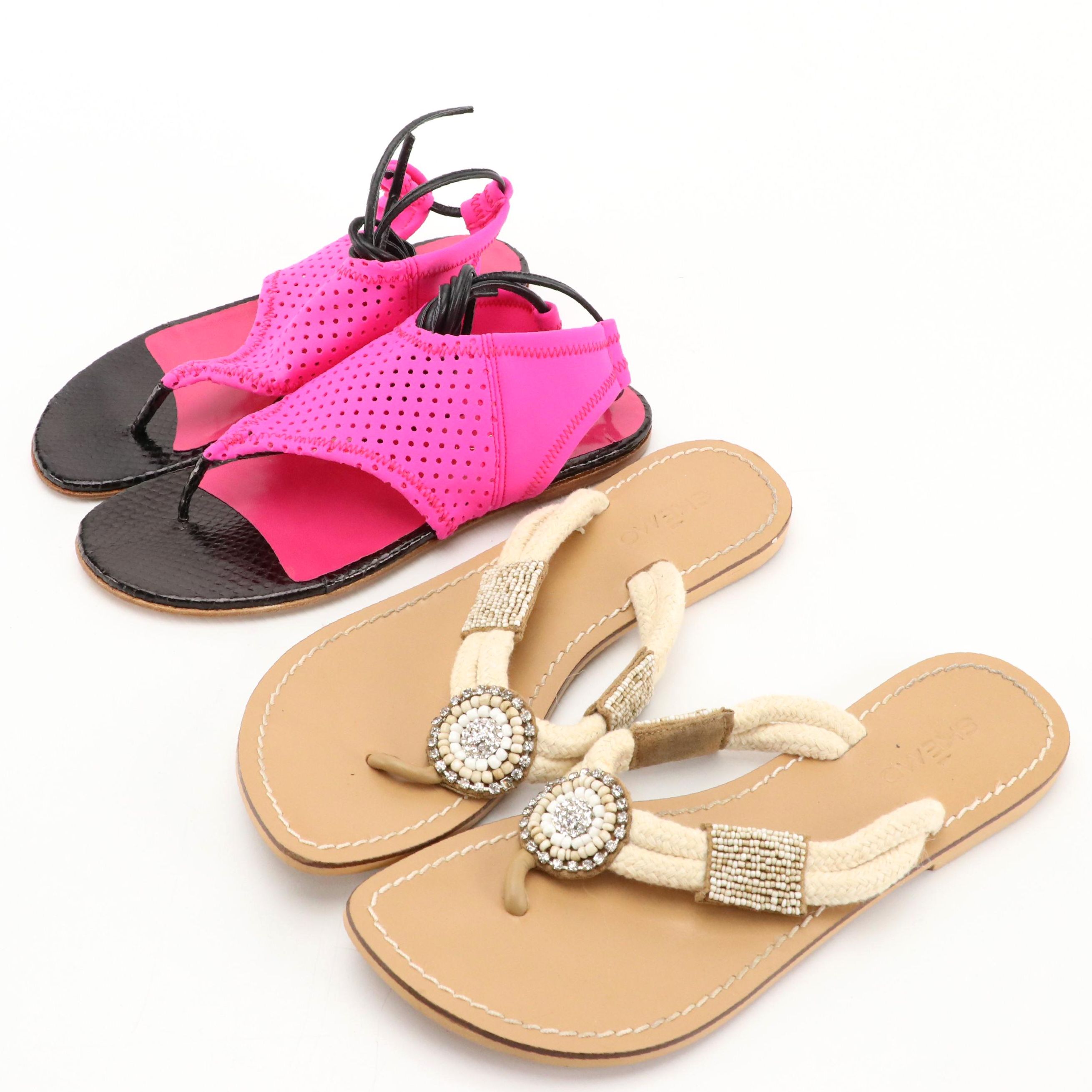 Georgina Goodman Pink Lycra/Snake Skin Sandals in Box, Skēmo Beaded ...