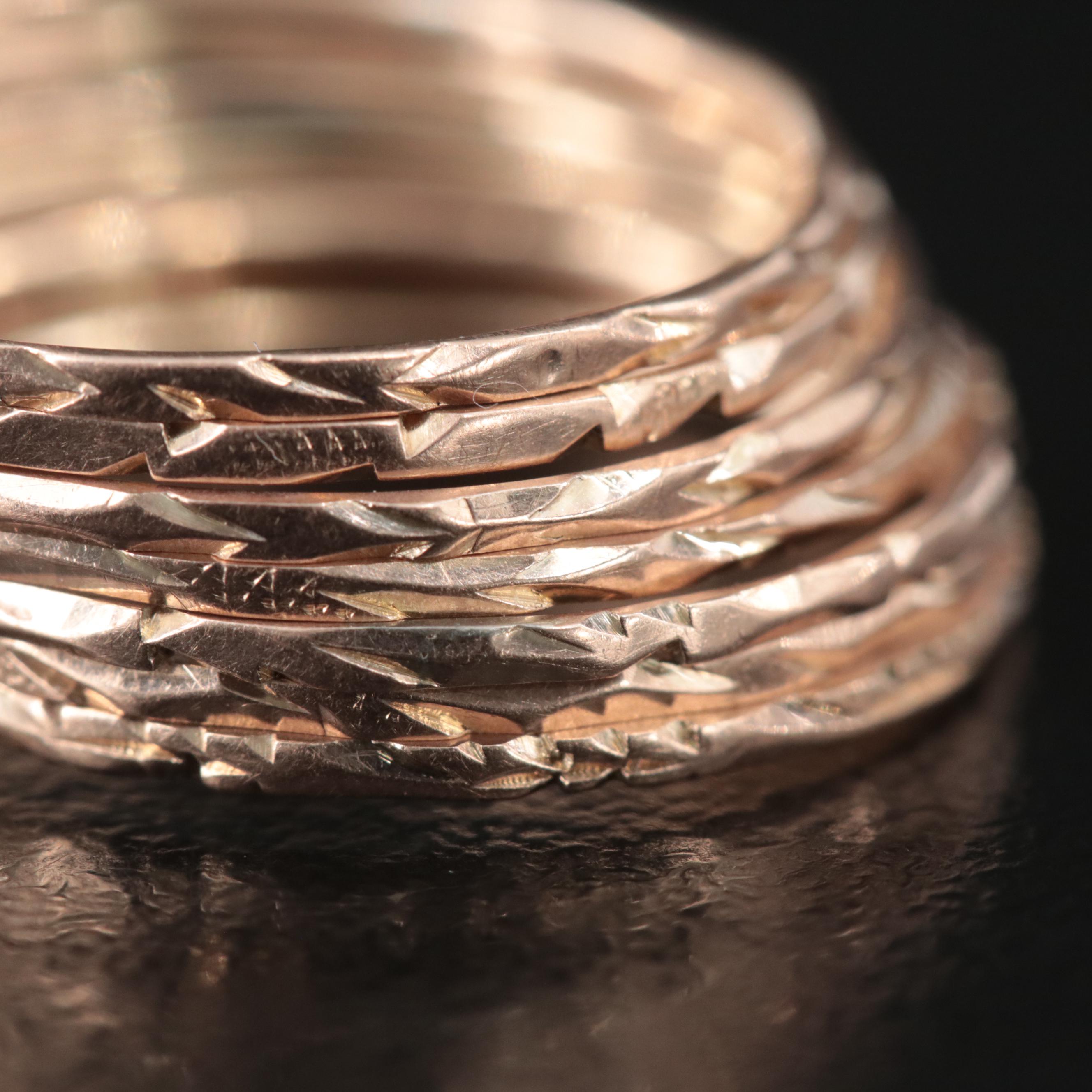 10K Rose Gold Stacked Rings with Connector | Everything But The House