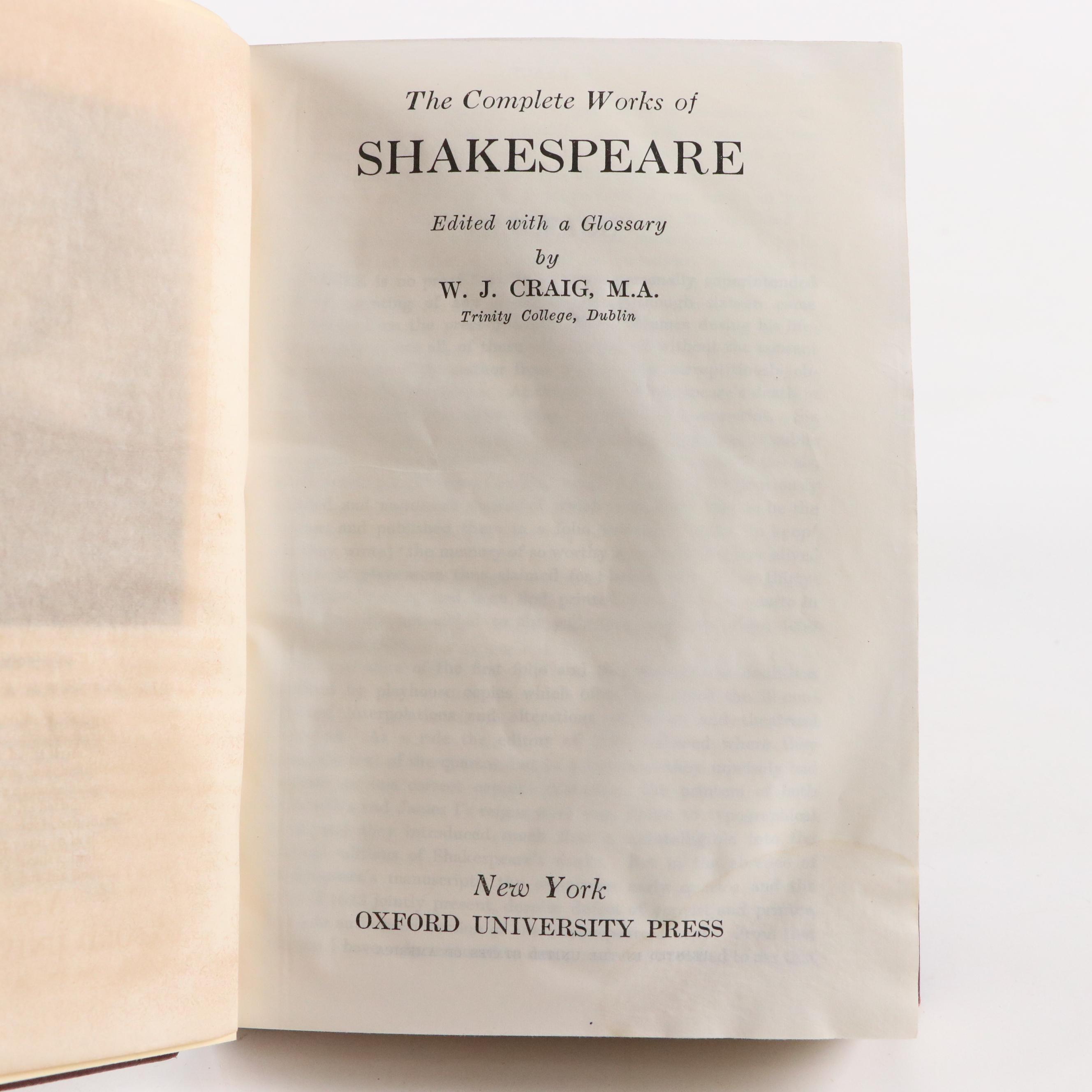 Handy Stratford Edition "Complete Works of William Shakespeare" Set and ...