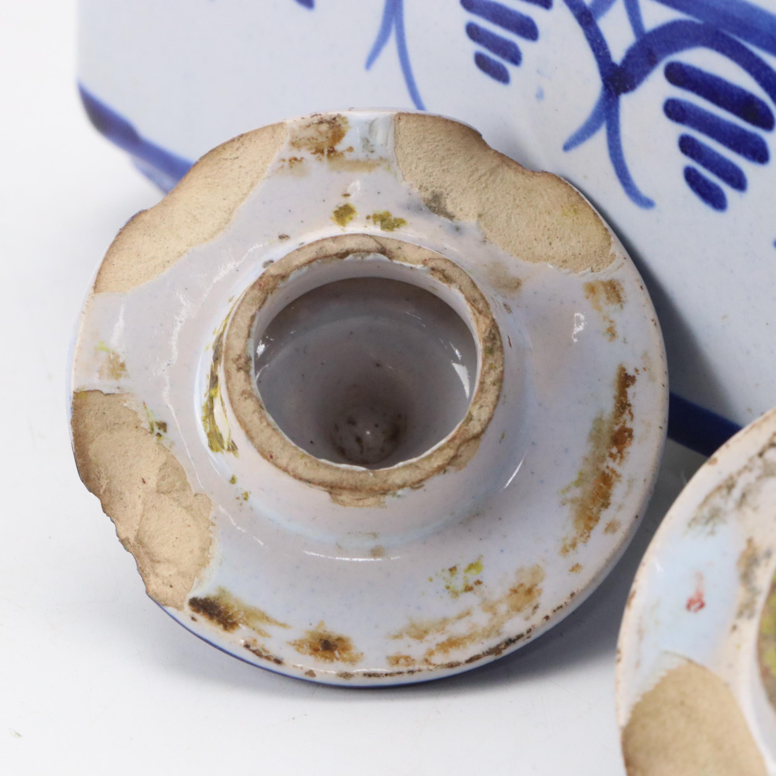 Quimper Hand-Painted Ceramic Inkwell and Pen Rest with More | EBTH