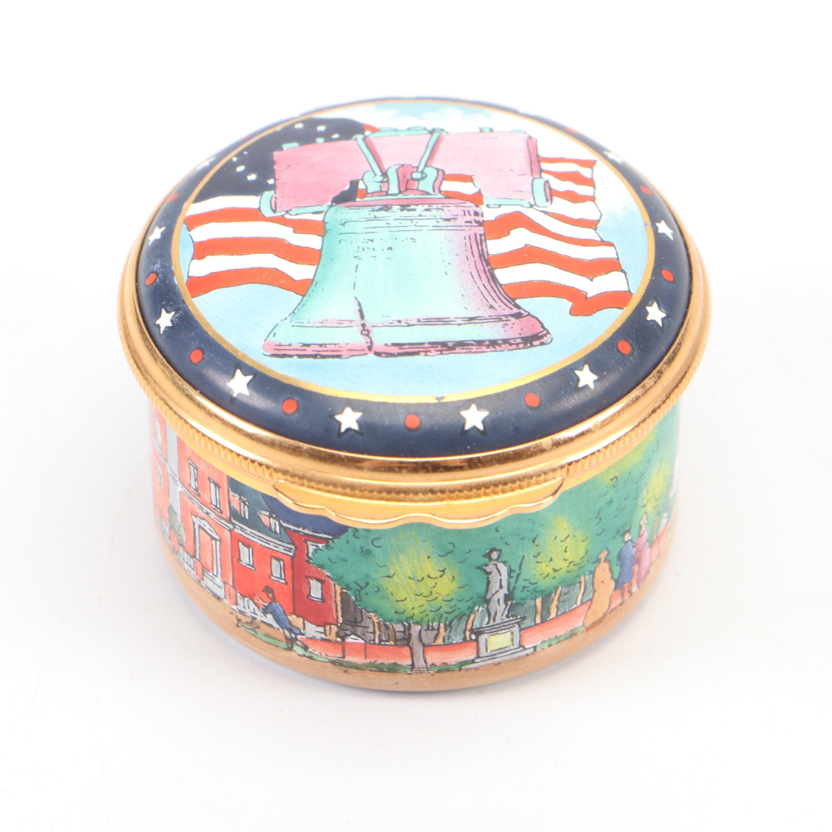 Halcyon Days American Bicentennial Themed Music Box and Enameled Boxes ...